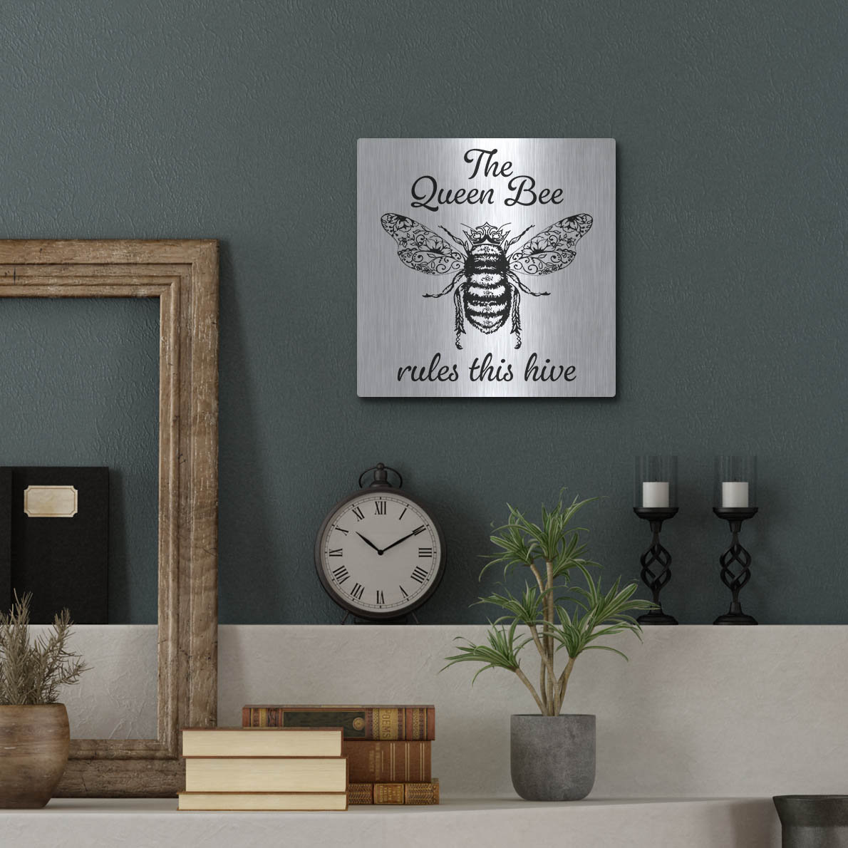 August Grove® 'Queen Typography B' by Jean Plout Metal Wall Art | Wayfair