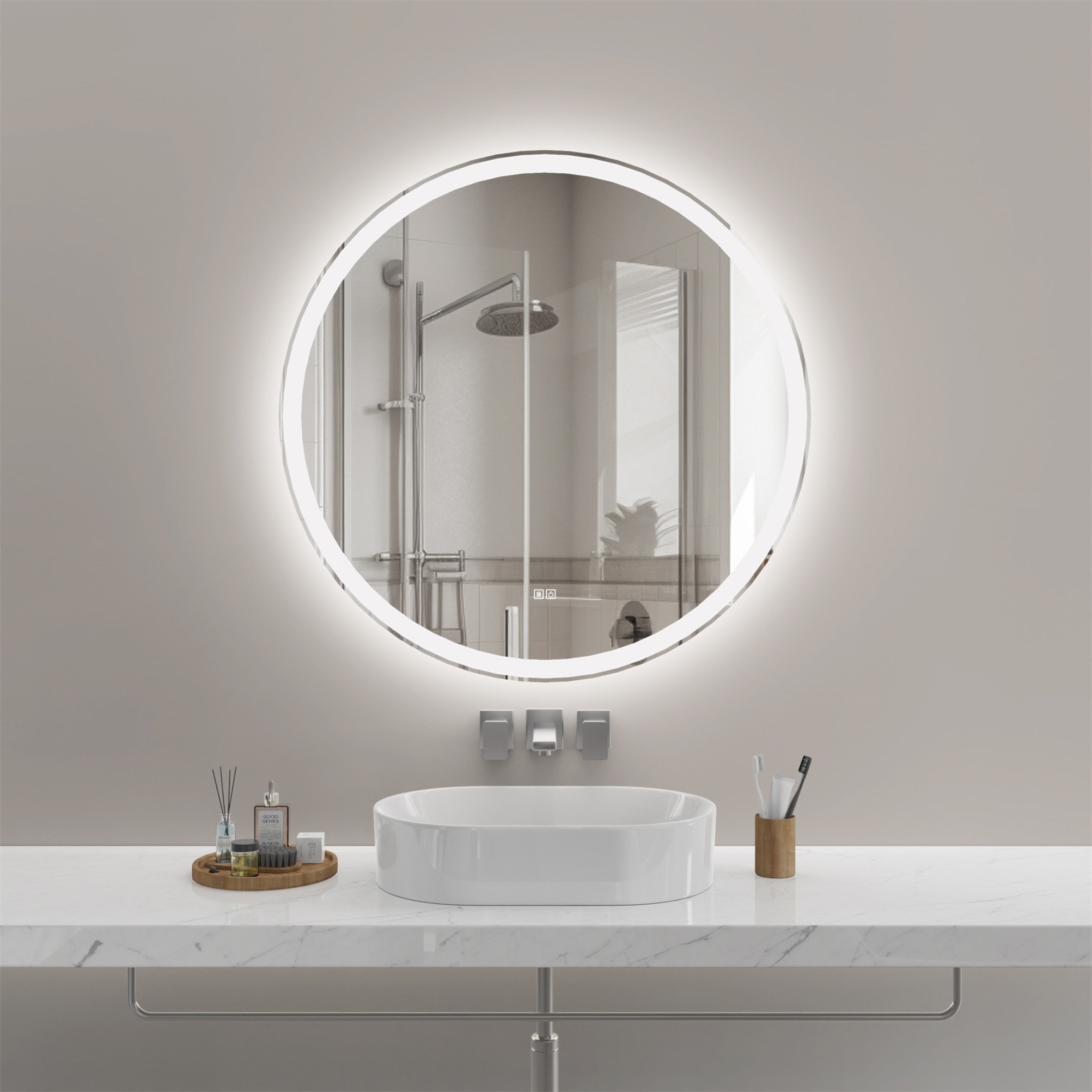 Ivy Bronx Innovative LED Smart Bathroom Mirror With Adjustable Lighting ...