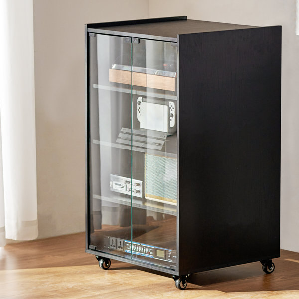 VEVOR 5-Tier AV Media Stand with Wheels, Wooden Audio-Video Media Stand ...