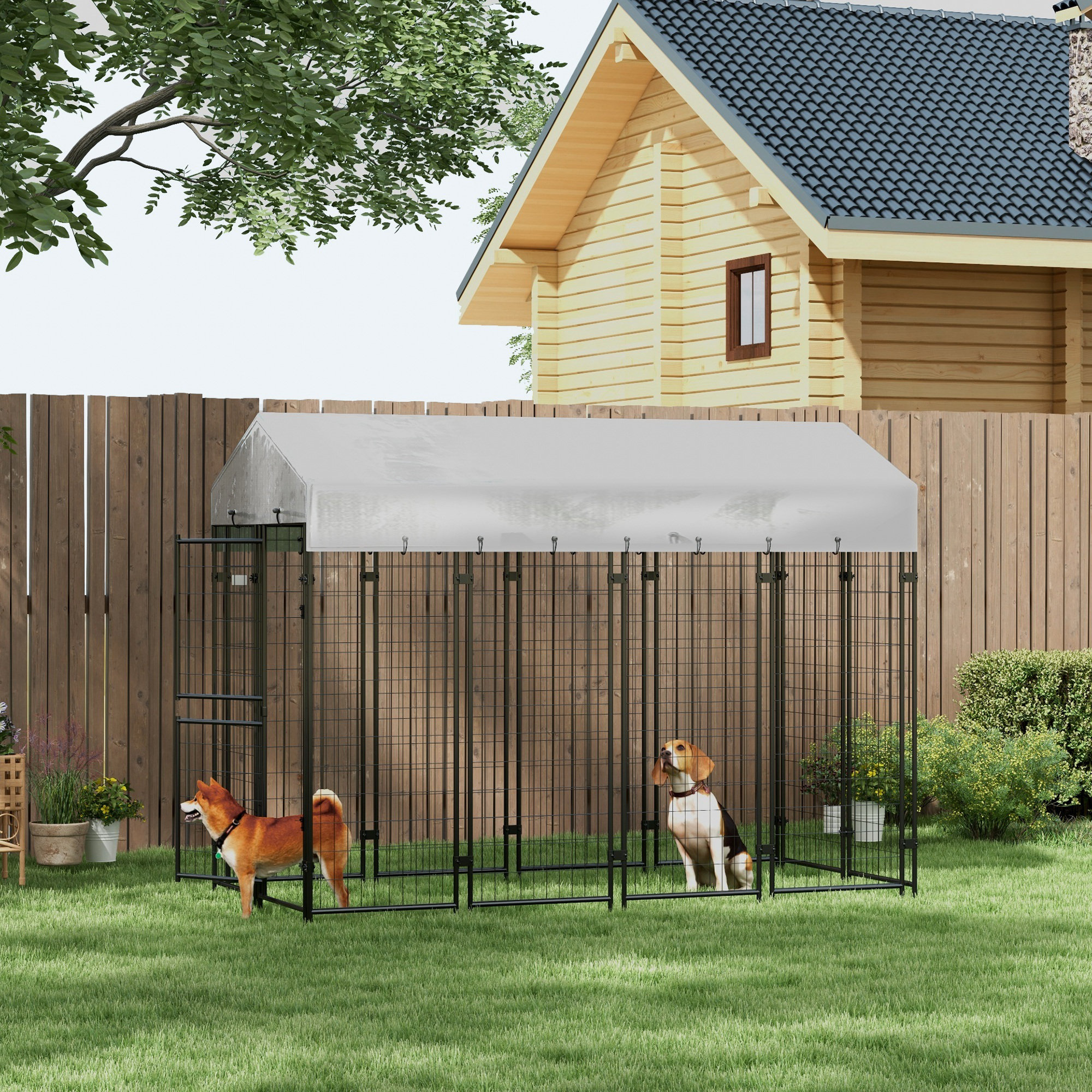 OFIYAA 72'' H 12 Panel Metal Yard Kennel With Door | Wayfair