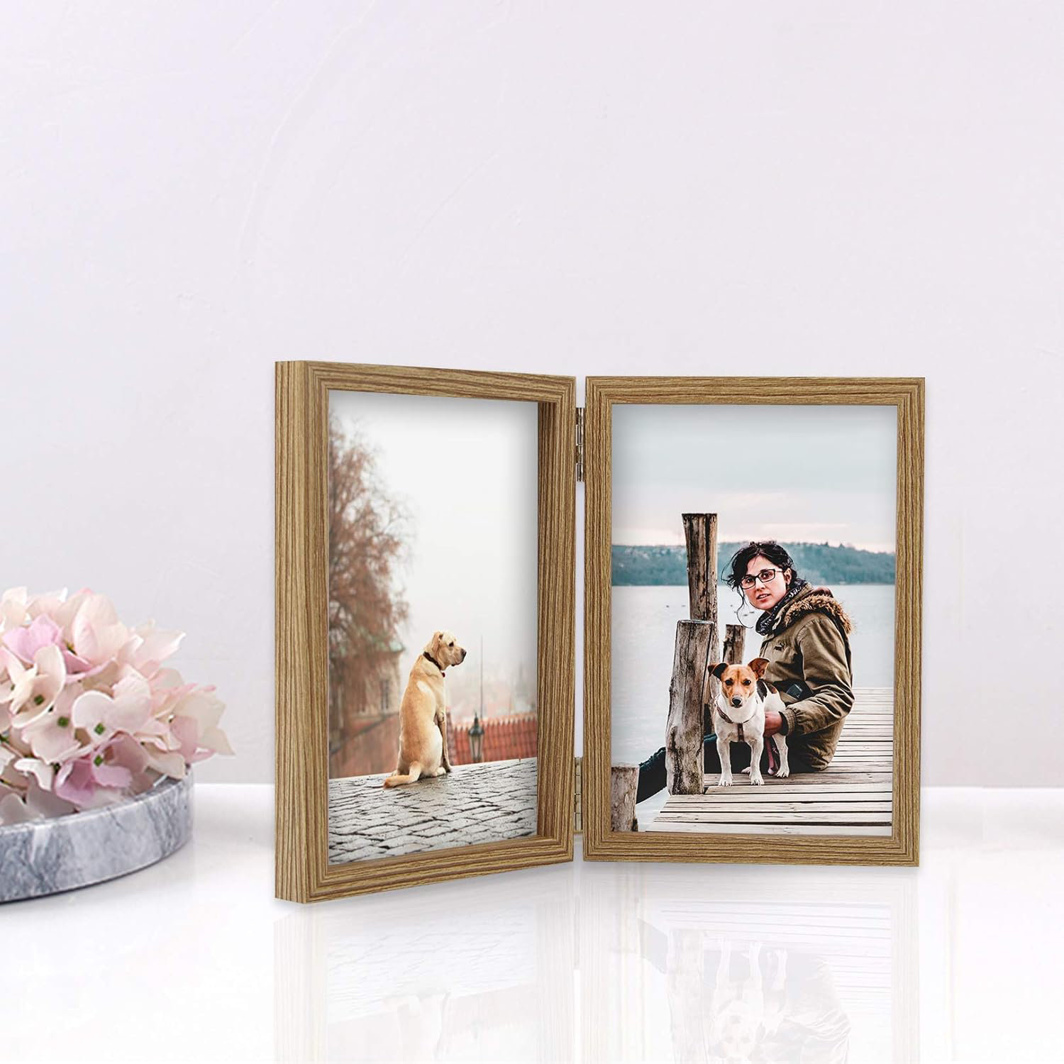 Loon Peak® 4x6 Double Picture Frame Wooden Hinged Photo Frame ...