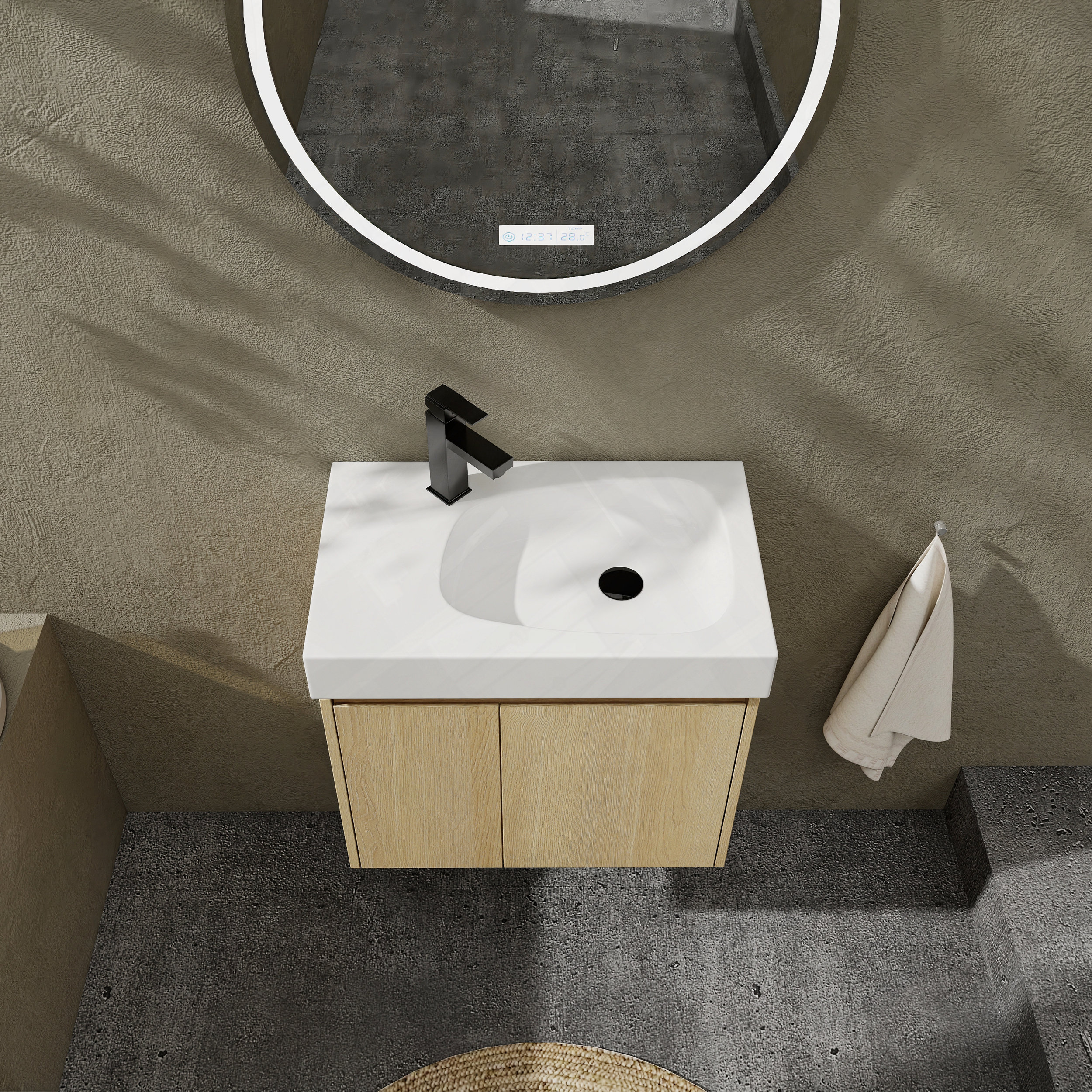 Latitude Run® Wall Mounted Floating Vanity Sink Combo Wooden Storage ...