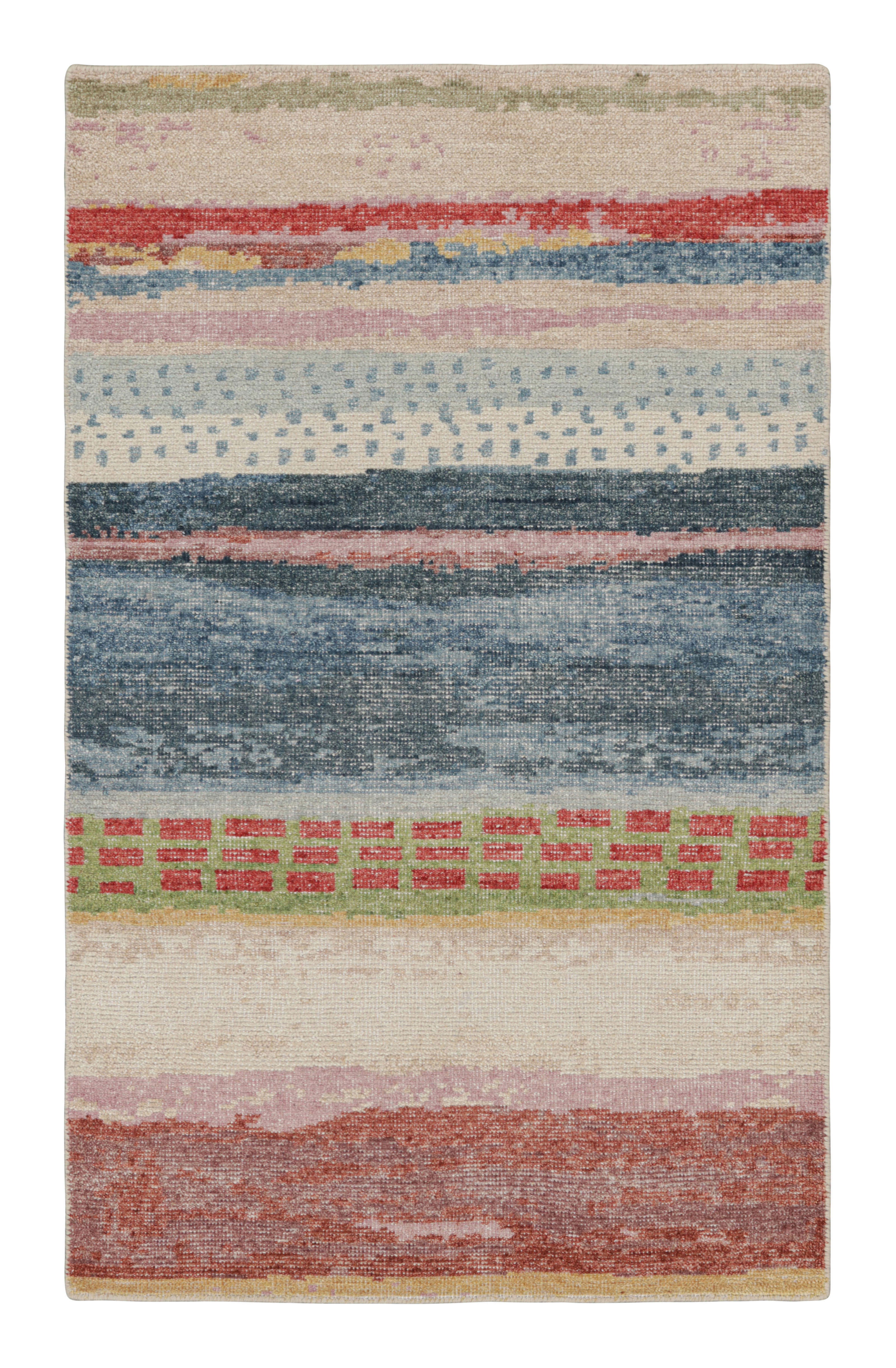 Rug & Kilim's Distressed Contemporary Abstract Art Rug In Polychromatic ...