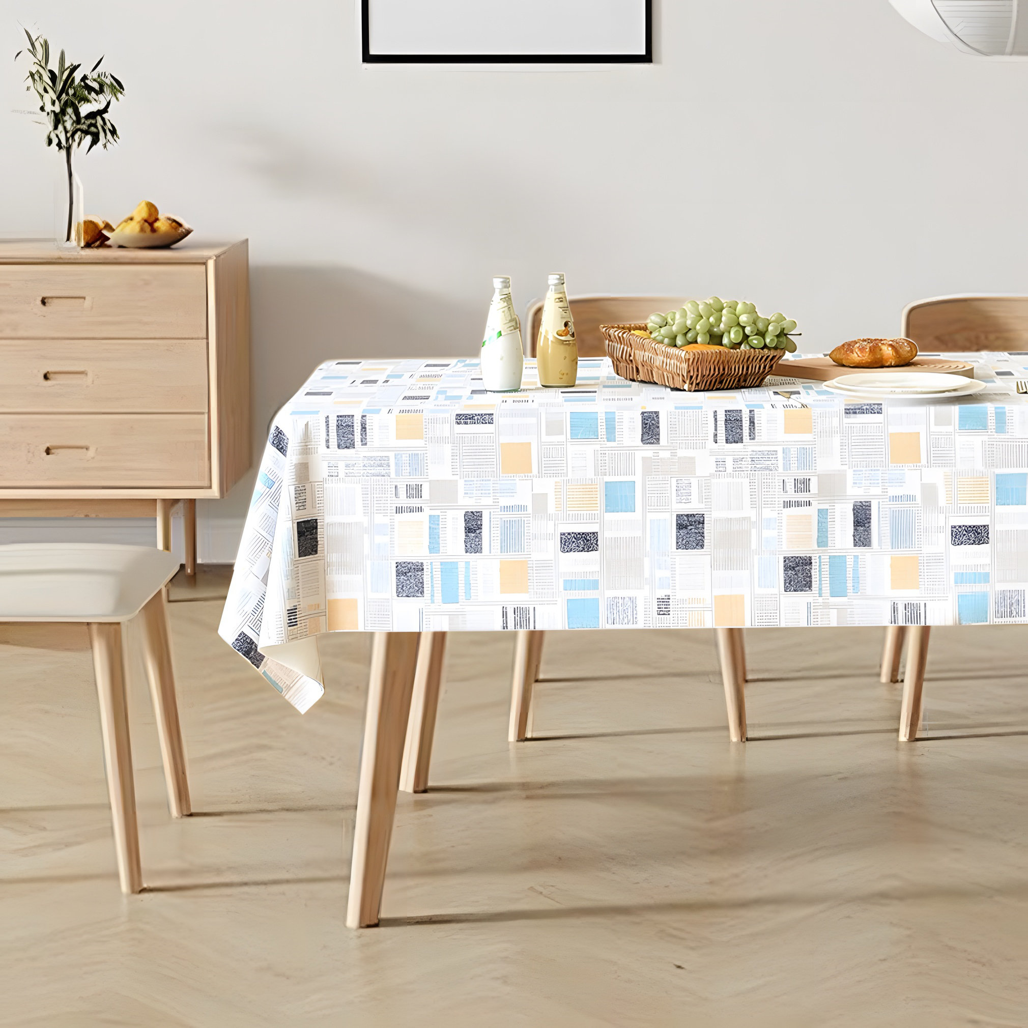 Hokku Designs Crumlin Blue Color Grid PVC Tablecloth | Wayfair