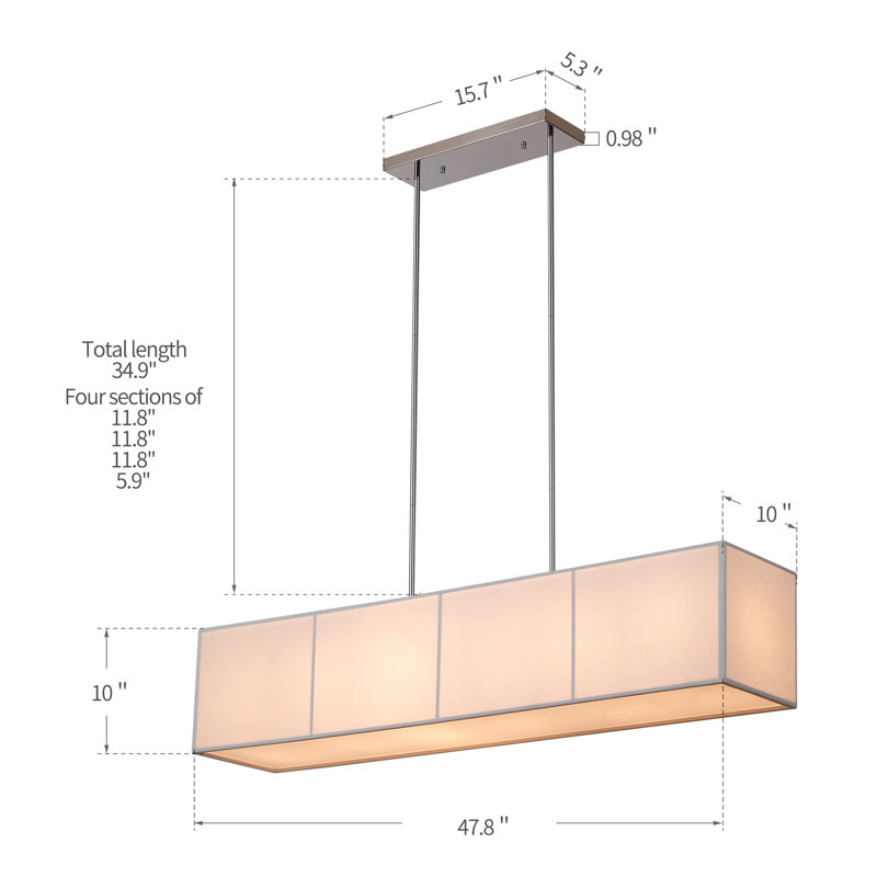 Mercer41 Morton 6 - Light Rectangle Textile Chandelier with Reflector ...