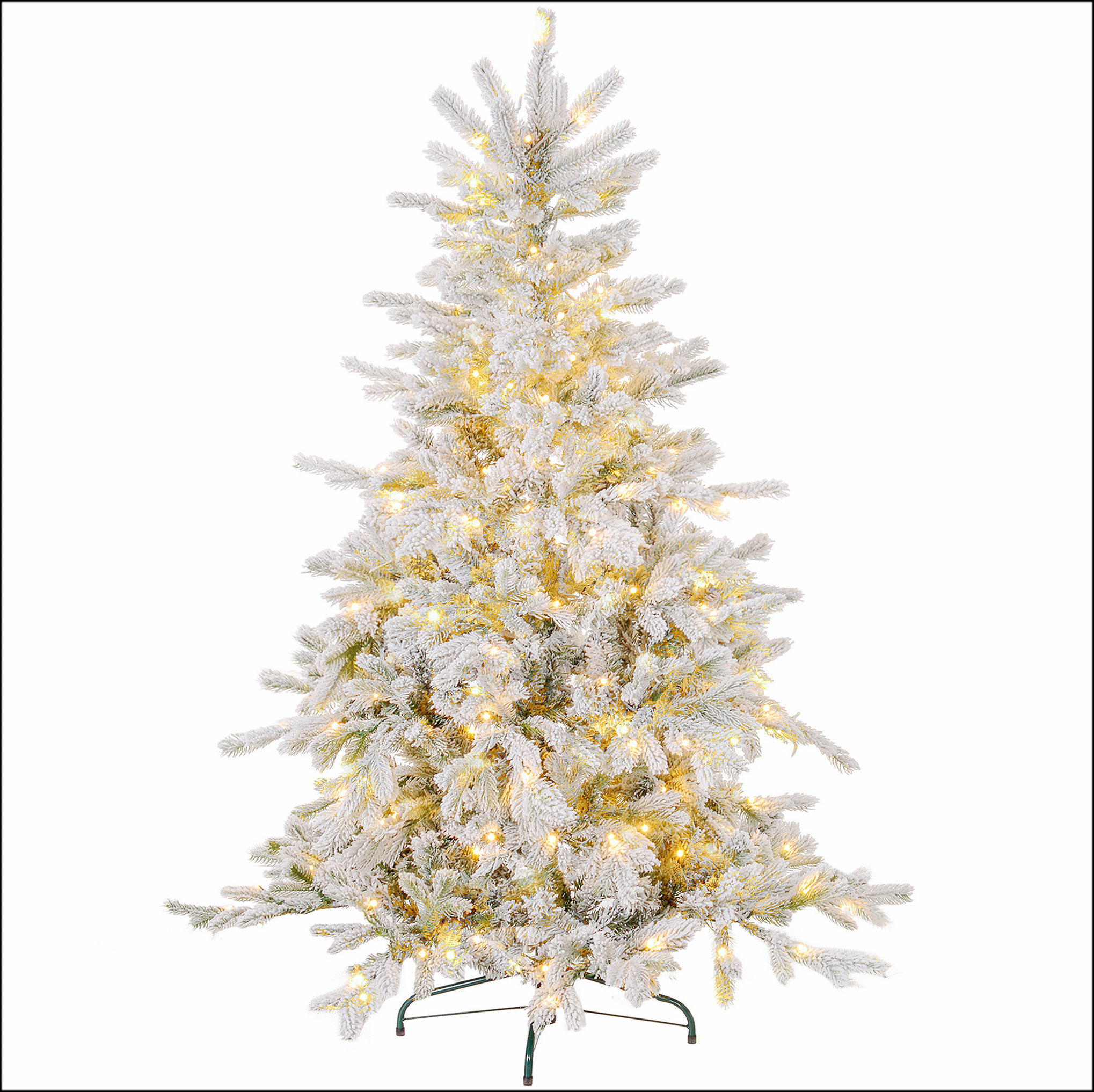 Alcott Hill® 5ft Prelit Snow Flocked Artificial Christmas Tree with Warm White LED Light and 931 ...