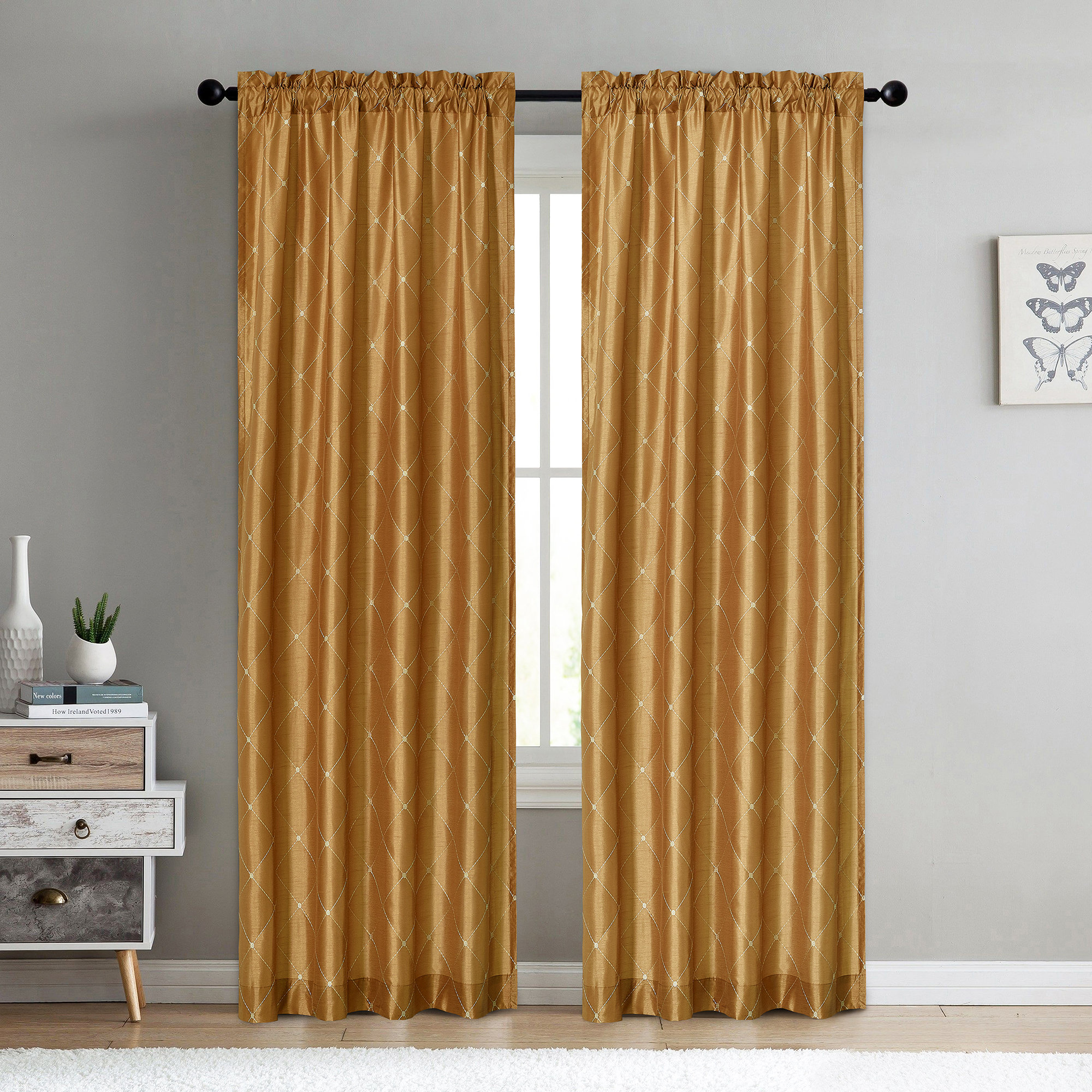 Home Soft Things Synthetic Geometric Sheer Rod Pocket Curtain & Reviews ...