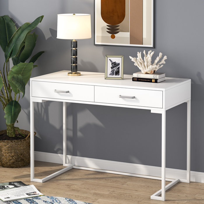 SUNFLOWR TRADE 29.2 Tall Writing Desk with 2 Drawers & Reviews | Wayfair
