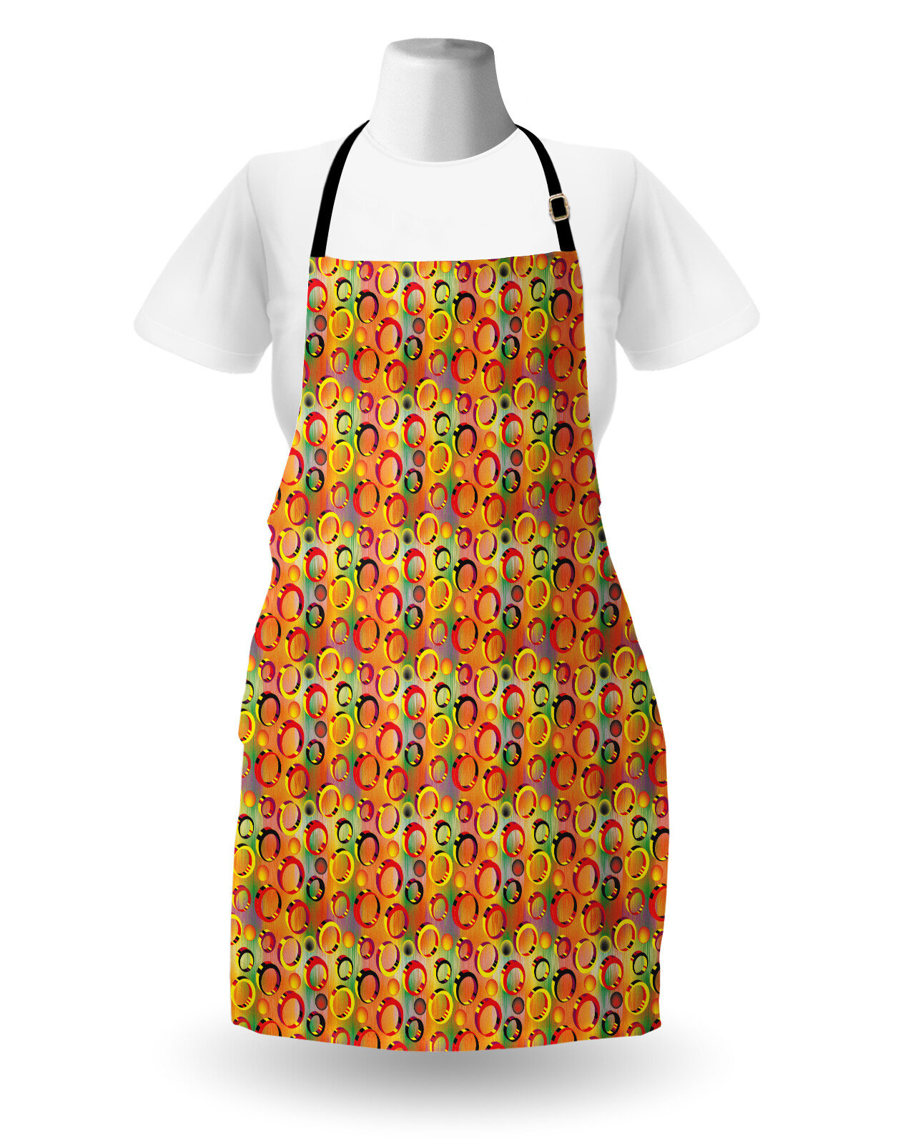 East Urban Home Colorful Apron Unisex, 3D Ring Shapes Grunge, Adult ...