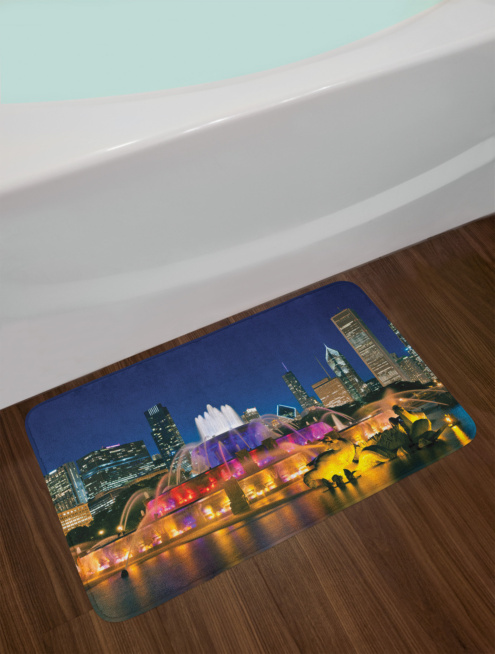 East Urban Home Bath Mat, Non Slip Backing, 30.2" x 20", Green Pink ...