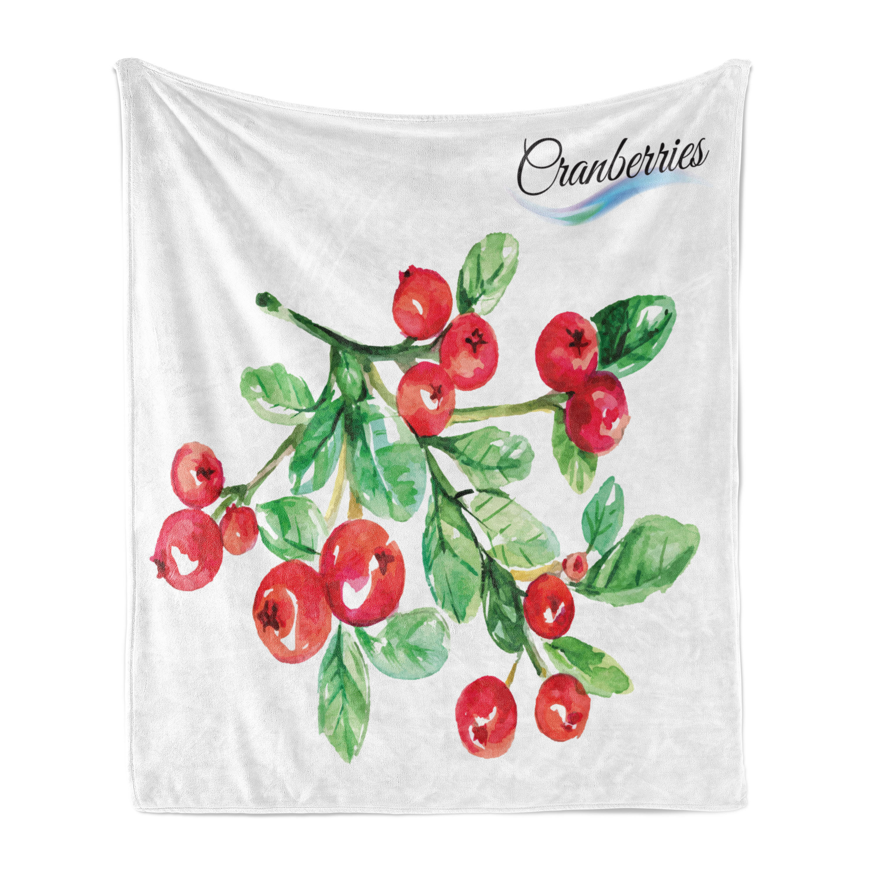Ambesonne Cranberry Fleece Throw Blanket Watercolor Botany Nature ...