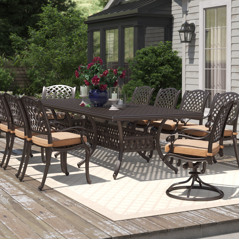 Three Posts™ Frazee 11-Piece Patio Dining Set with Cushions and 46 x ...