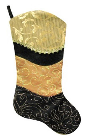 Northlight 19" Black and Gold Embossed Velvet and Silk Christmas ...