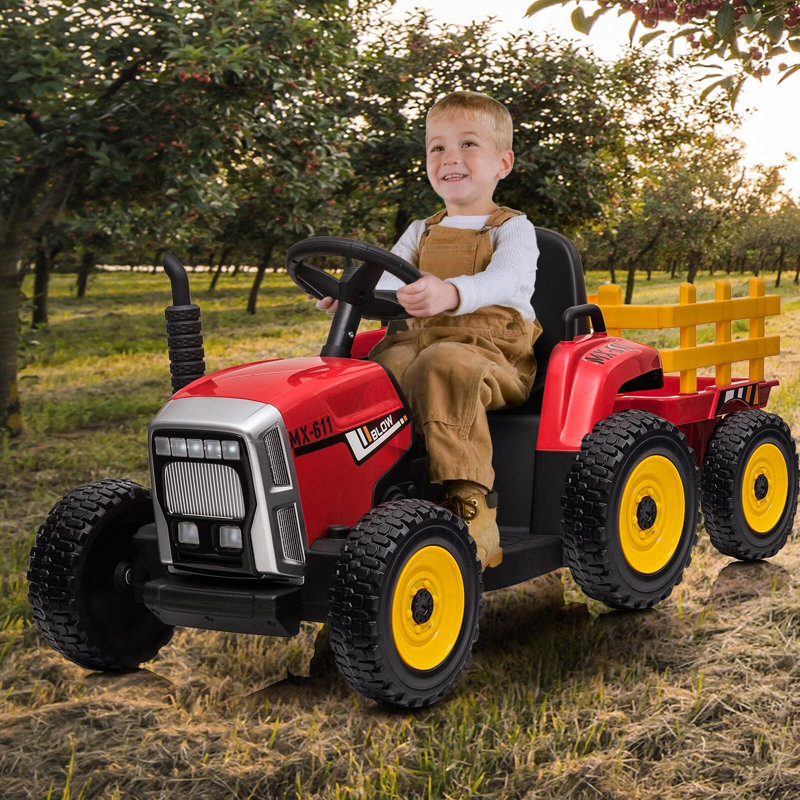 Hetoy 12V Kids Electric Tractor, Battery Powered, Toddler Riding Farmer ...