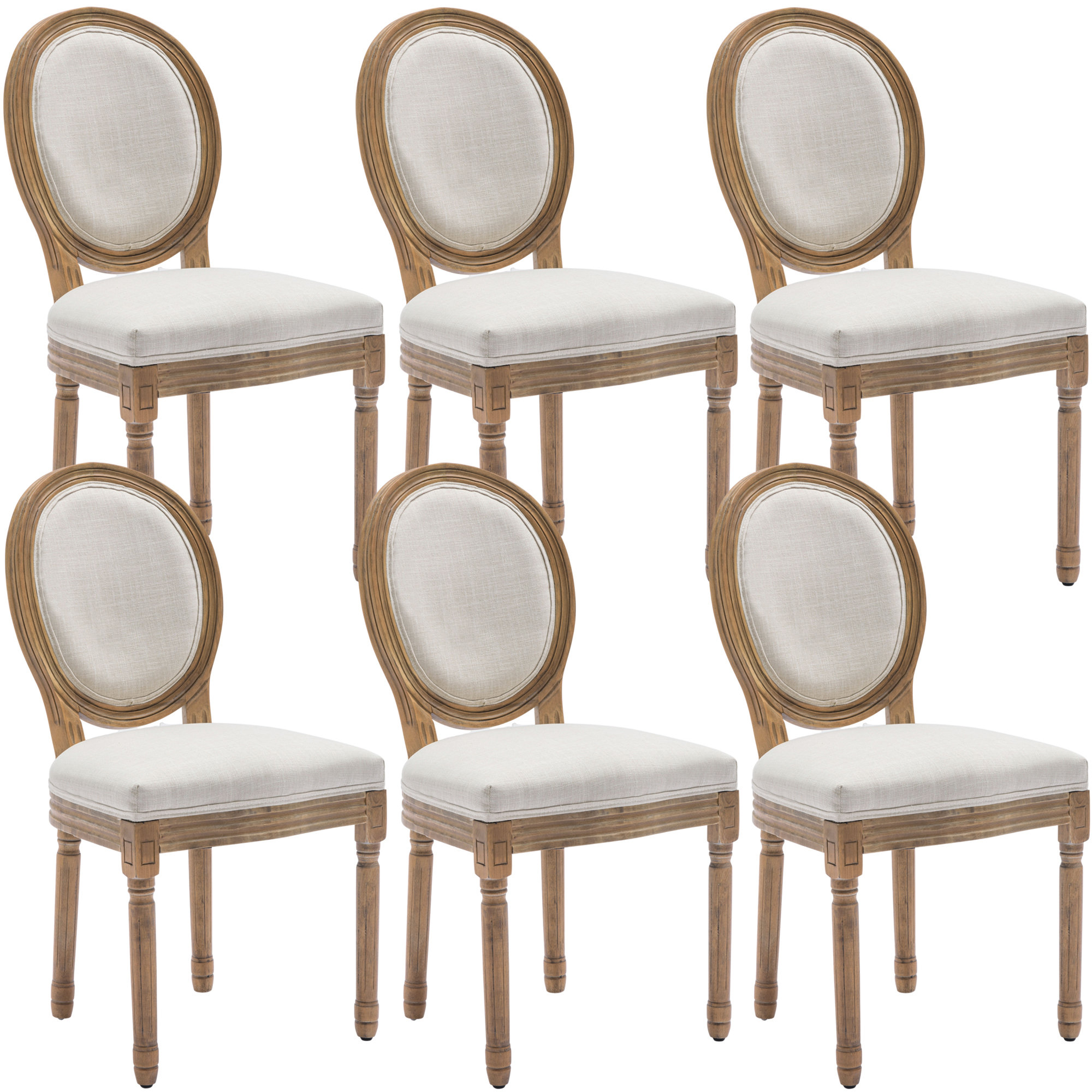 Ophelia & Co. Caille Linen King Louis Back Dining Chairs in Beige | Wayfair