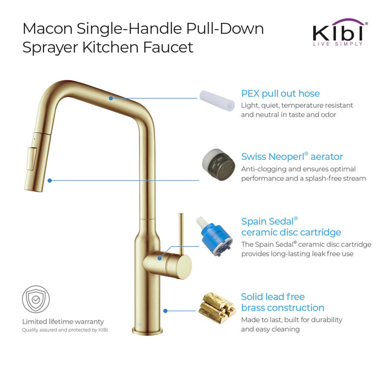KIBI USA KIBI Macon Pull Down Kitchen Faucet & Reviews | Wayfair