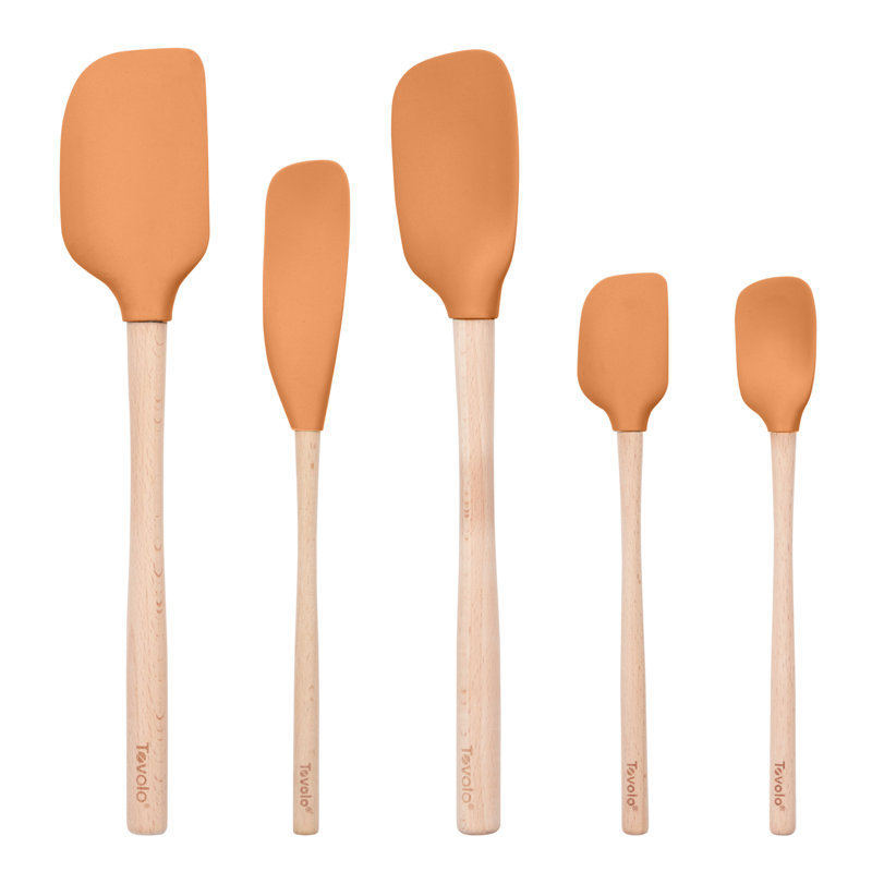 Tovolo Flex-Core Spatula Wood Handle Set of 5 - Apricot | Wayfair