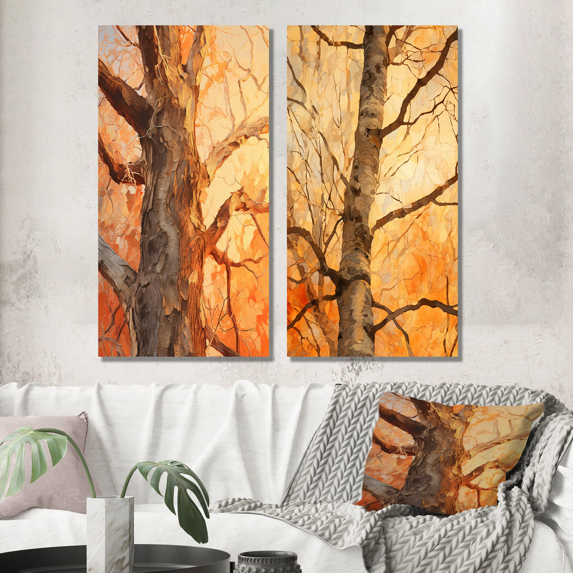 Millwood Pines Tree Sycamores Peach Collage - Tree Sycamore Metal Wall ...