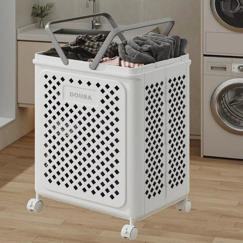 Rebrilliant Collapsible Laundry Basket With Wheel Foldable Portable ...
