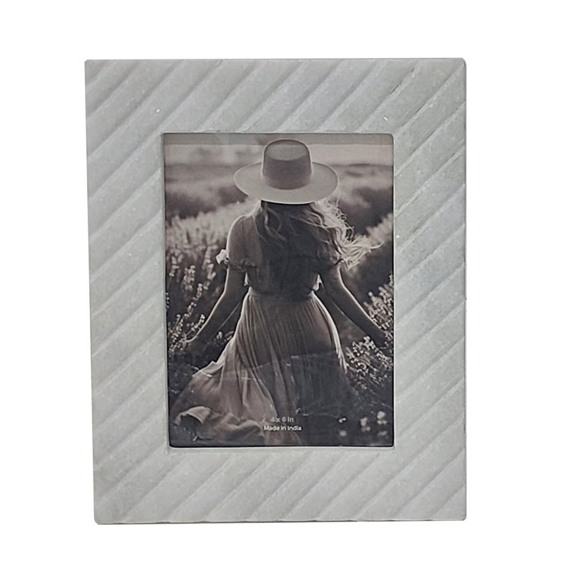 Hokku Designs 4X6 Marble Border Photo Frame, White | Wayfair