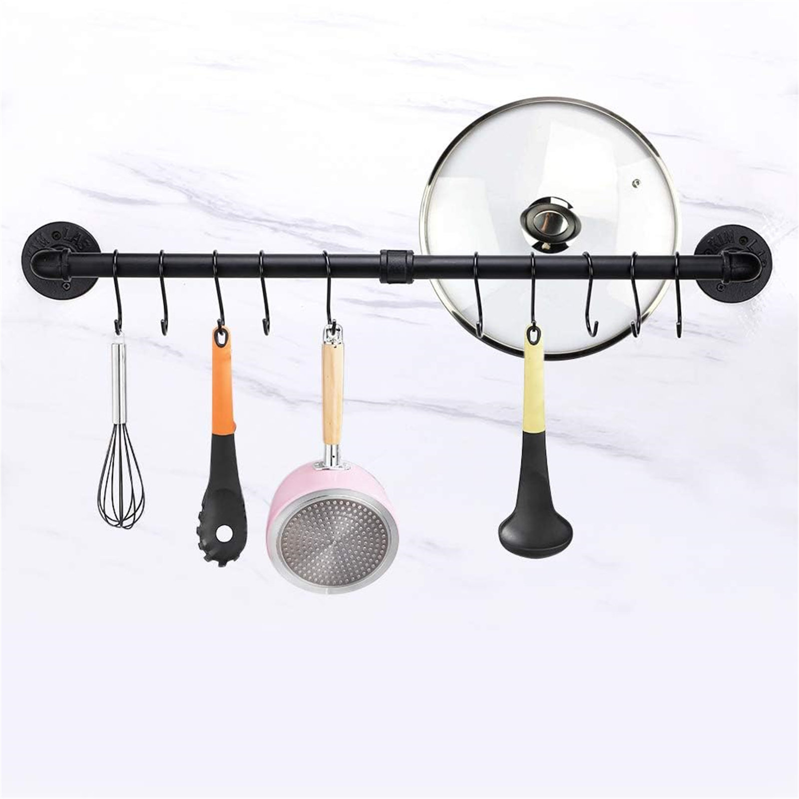 Williston Forge Darious Industrial Pipe Pan Pot Rack With 10 S-Hooks ...