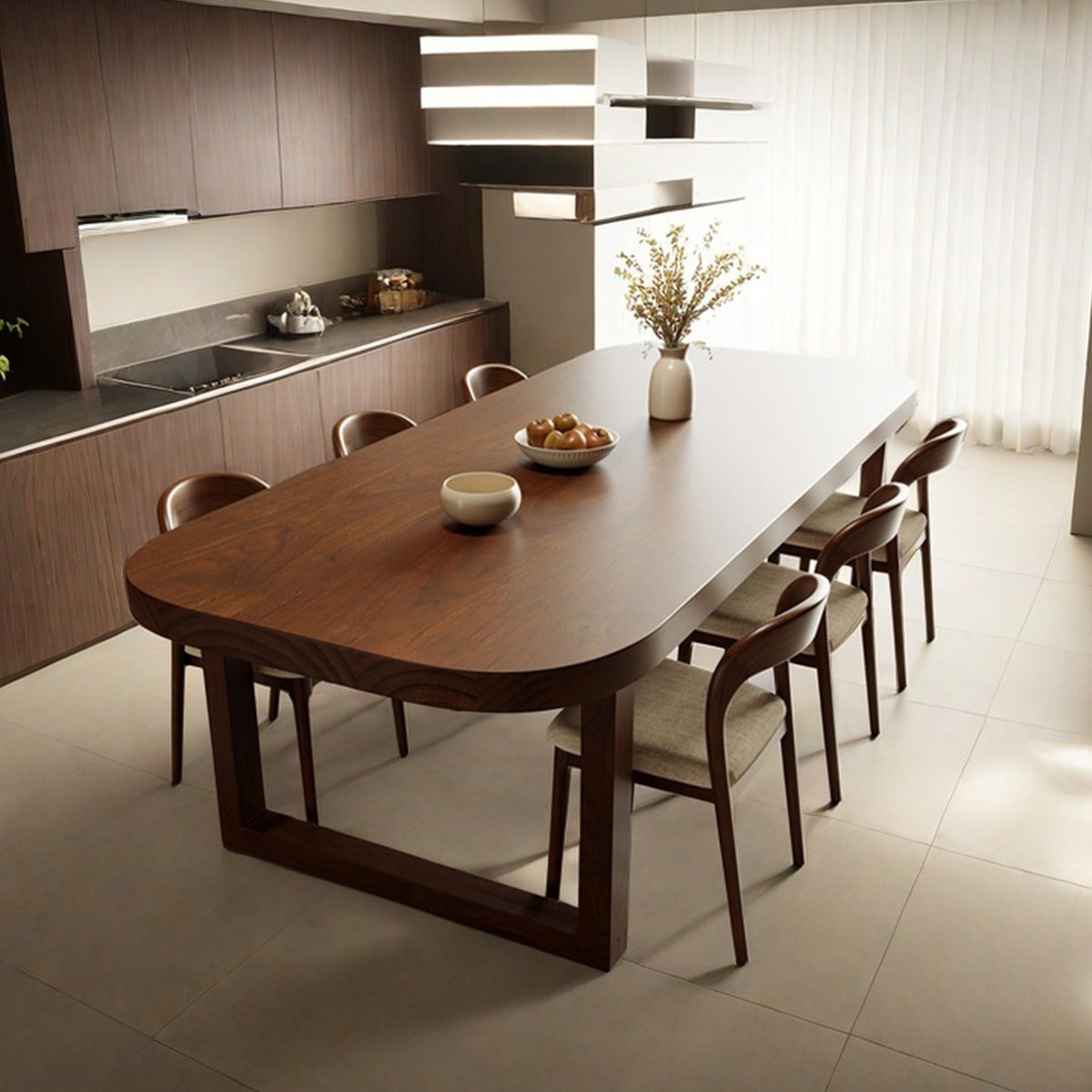 Beicang Home Solid wood round corner dining table rectangular - Wayfair ...