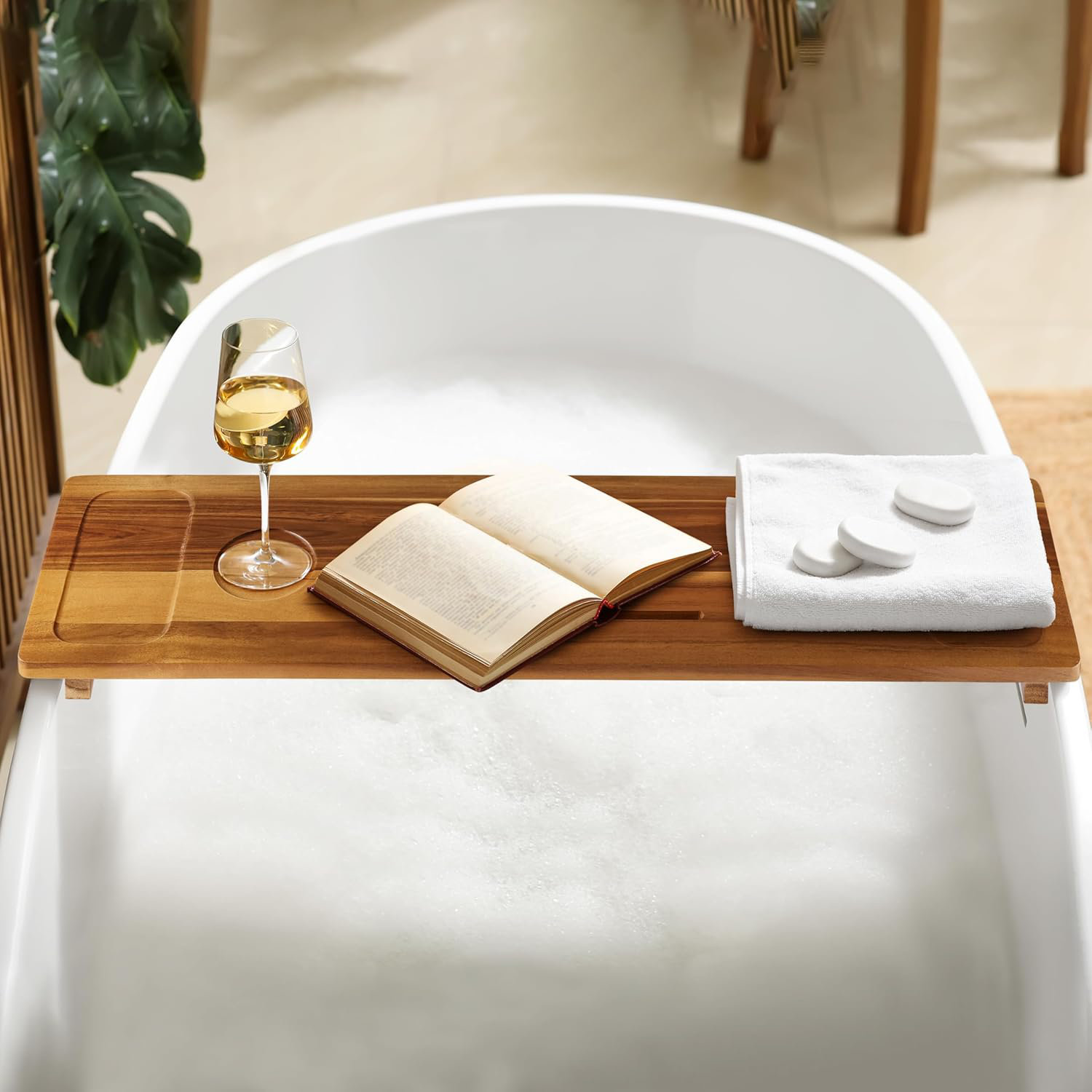 Loon Peak® Bathtub Tray, Acacia Bath Tray For Tub, Wooden Bathtub Caddy ...