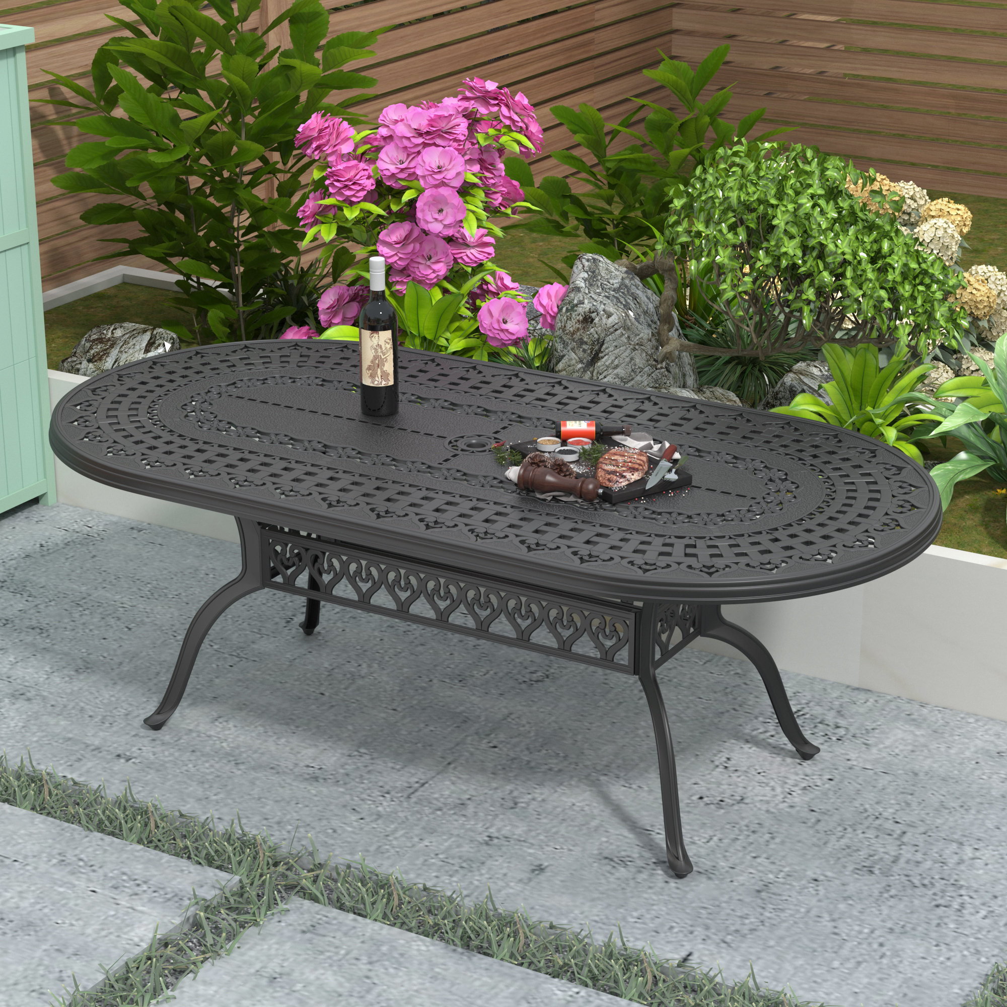 Bloomsbury Market Andreca Cast Aluminum Patio Dining 81.89'' L x 41.34 ...
