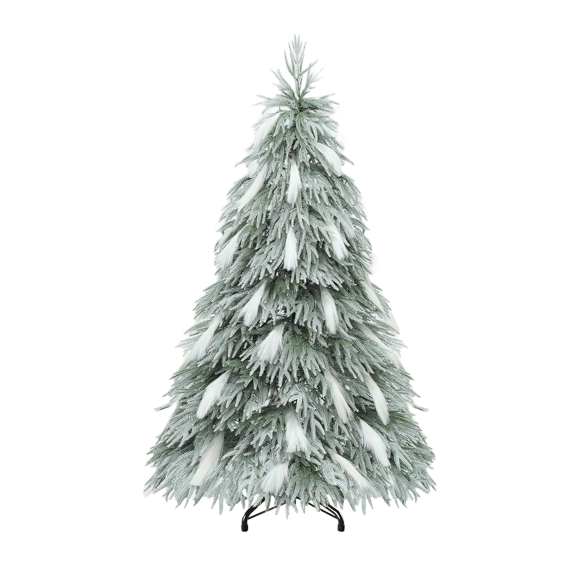 The Holiday Aisle® 6Ft Pre-Lit Snow Flocked Natural Drooping Pampas ...