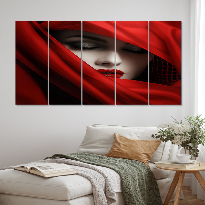 Mercer41 Vintage Fashion Glam Lady In Glorious Red II 5 Pieces | Wayfair