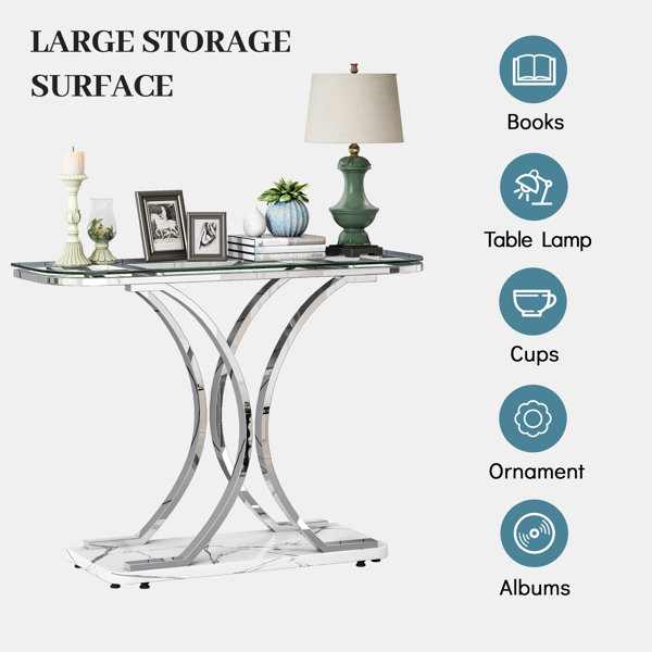 Willa Arlo™ Interiors Balsam Tempered Glass Console Table with ...