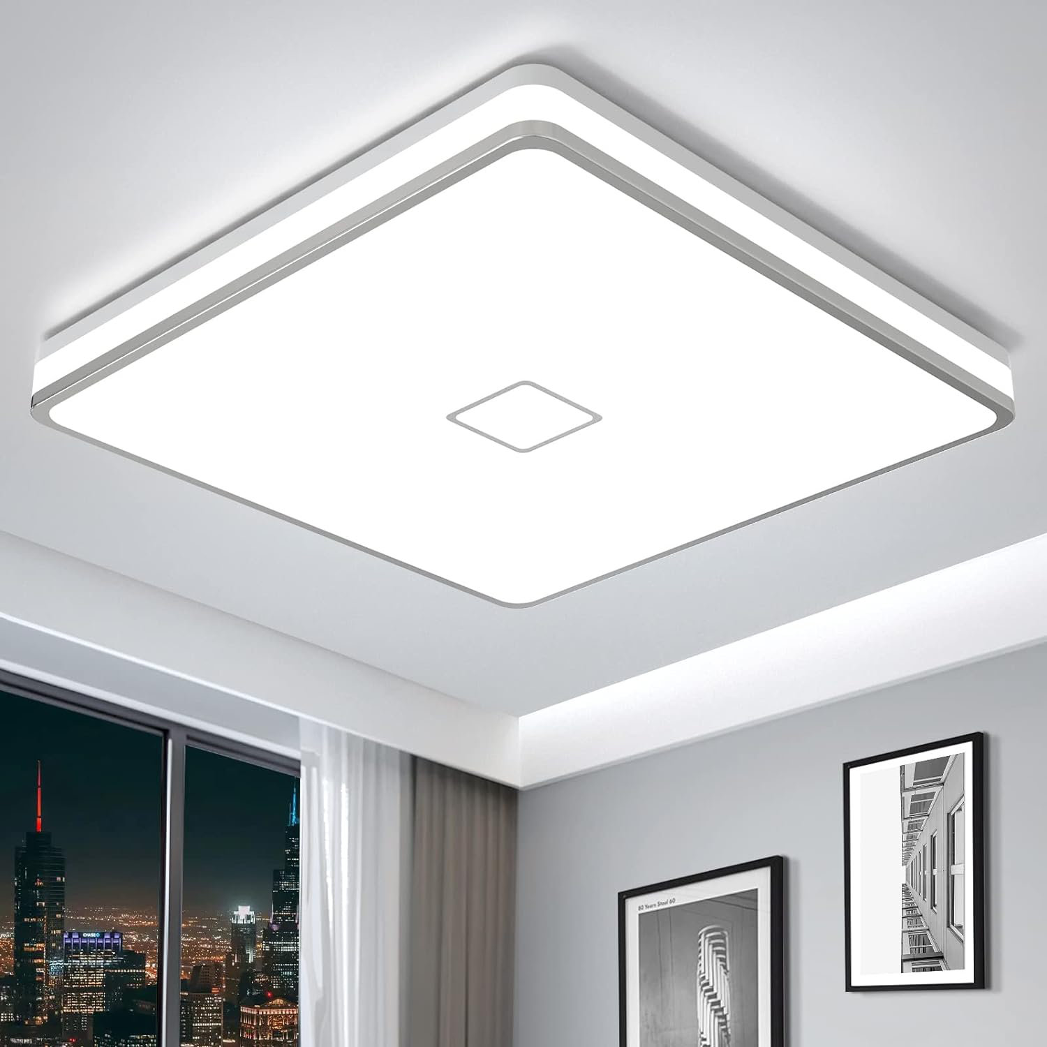 c&g home LED Ceiling Light Fixtures Flush Mount 12.8Inch 24W Bright ...