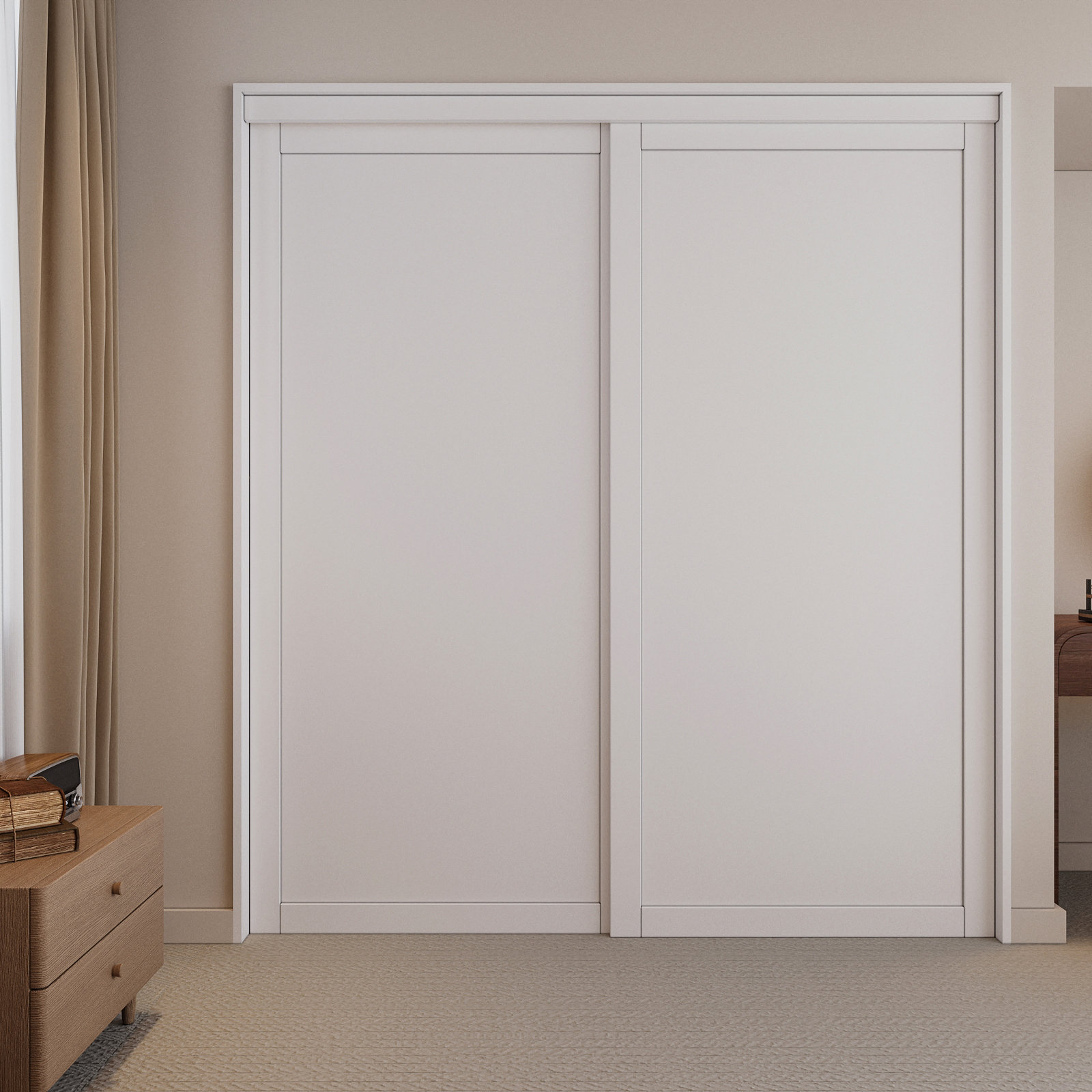 ARK DESIGN 80" White Prefinished 2-Panel Pantry Sliding Closet Door ...
