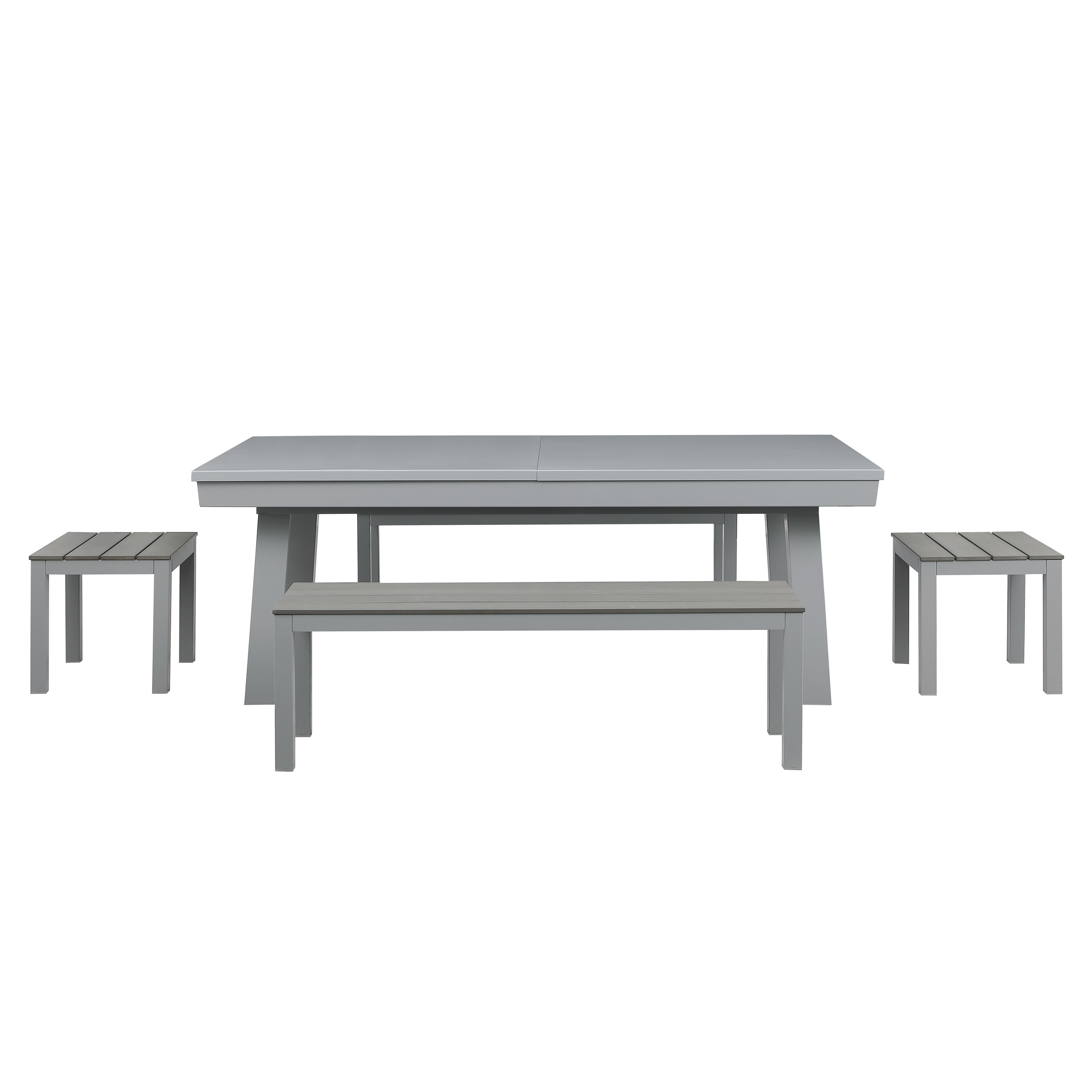 HomeSeason Oasis Outdoor/Indoor Slate Dining Pool Table w/ 4 Benches ...