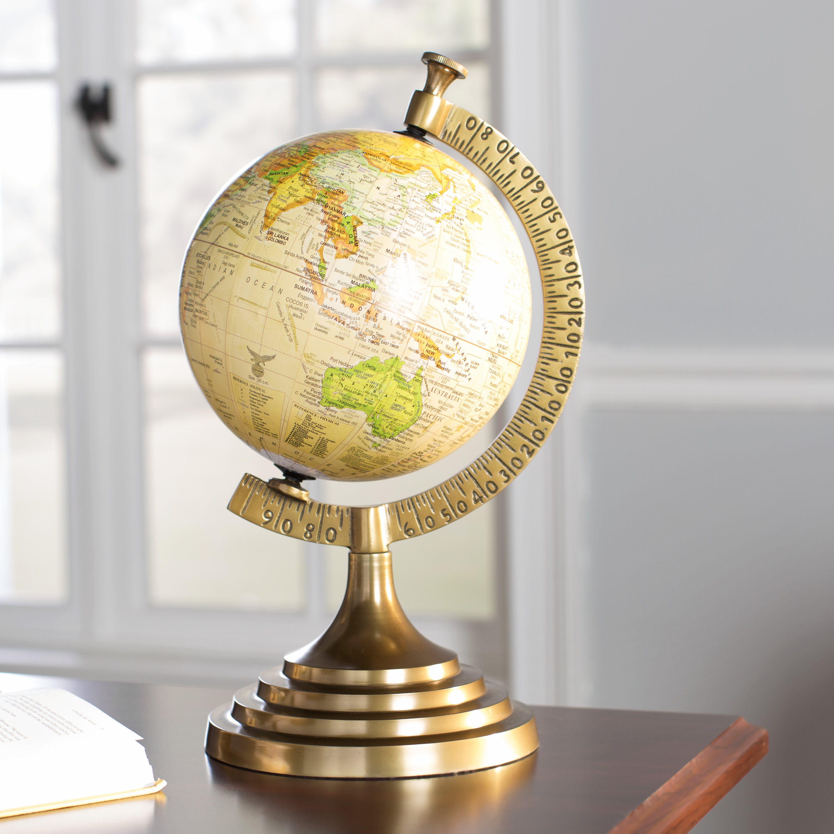 Charlton Home® Aluminum Metal Educational/Geographic Earth Copper Globe ...
