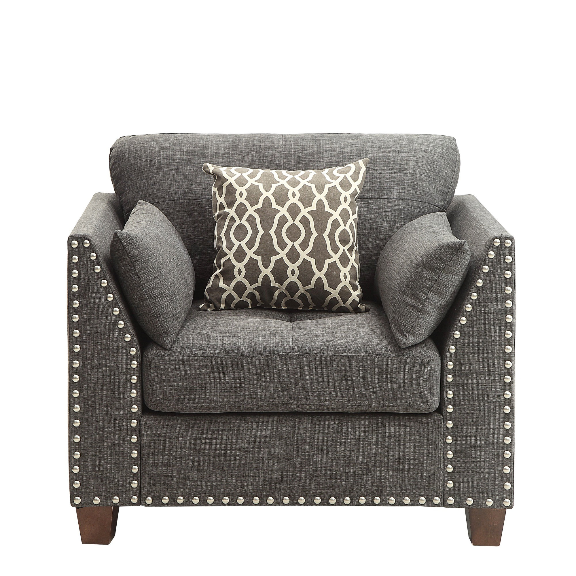 Latitude Run® Laurissa Light Charcoal Linen Chair W/3 Pillows | Wayfair
