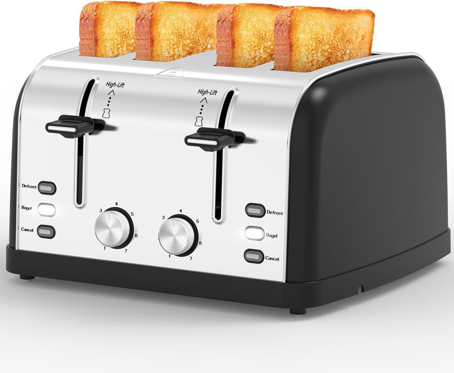 IMPIAR Toaster 4 Slice Retro Stainless Steel Toater With 7 Shade ...