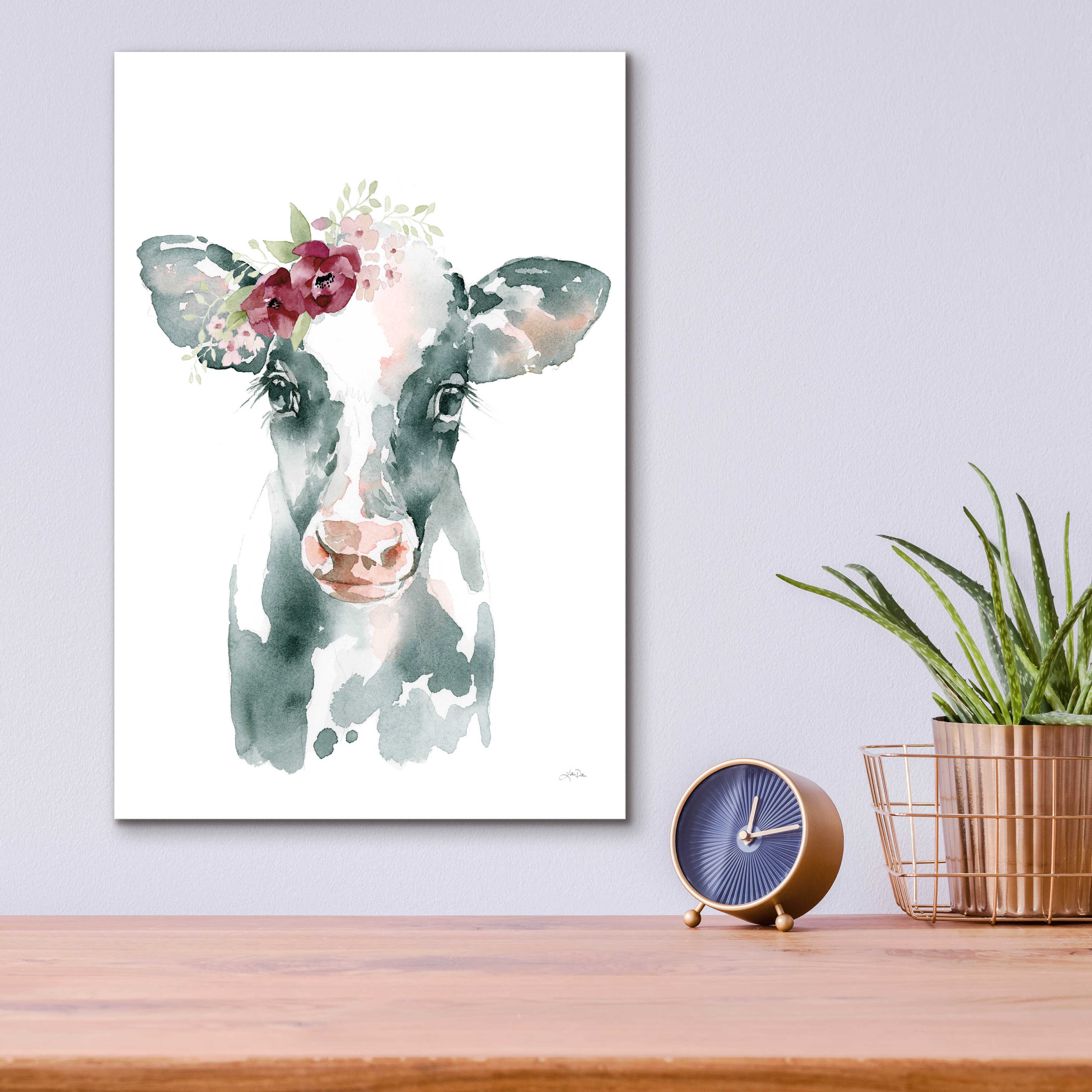 Harper Orchard Epic Art 'Floral Cow' By Katrina Pete, Acrylic Gla ...