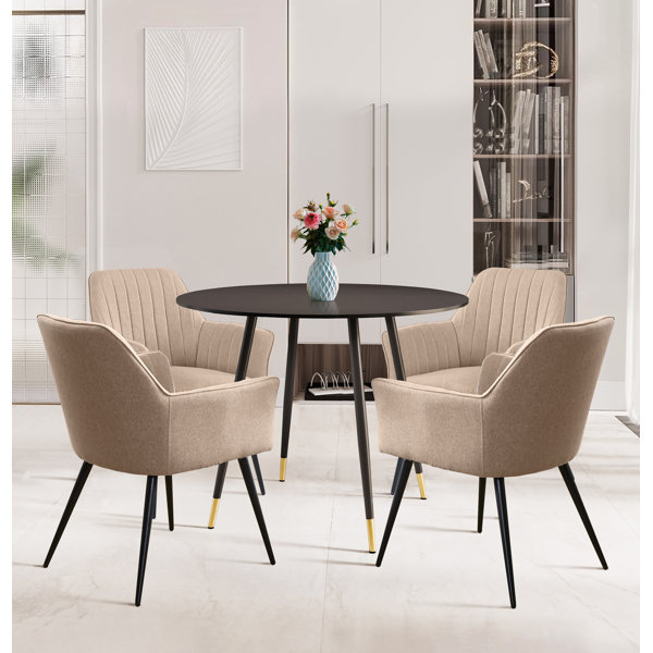 George Oliver Haywards Small Round Dining Table In Black Finish With 4 ...