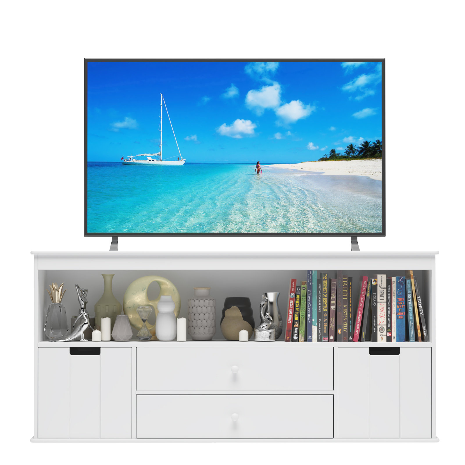Latitude Run® Abdinajib Solid Wood TV Stand for TVs up to 58" & Reviews ...
