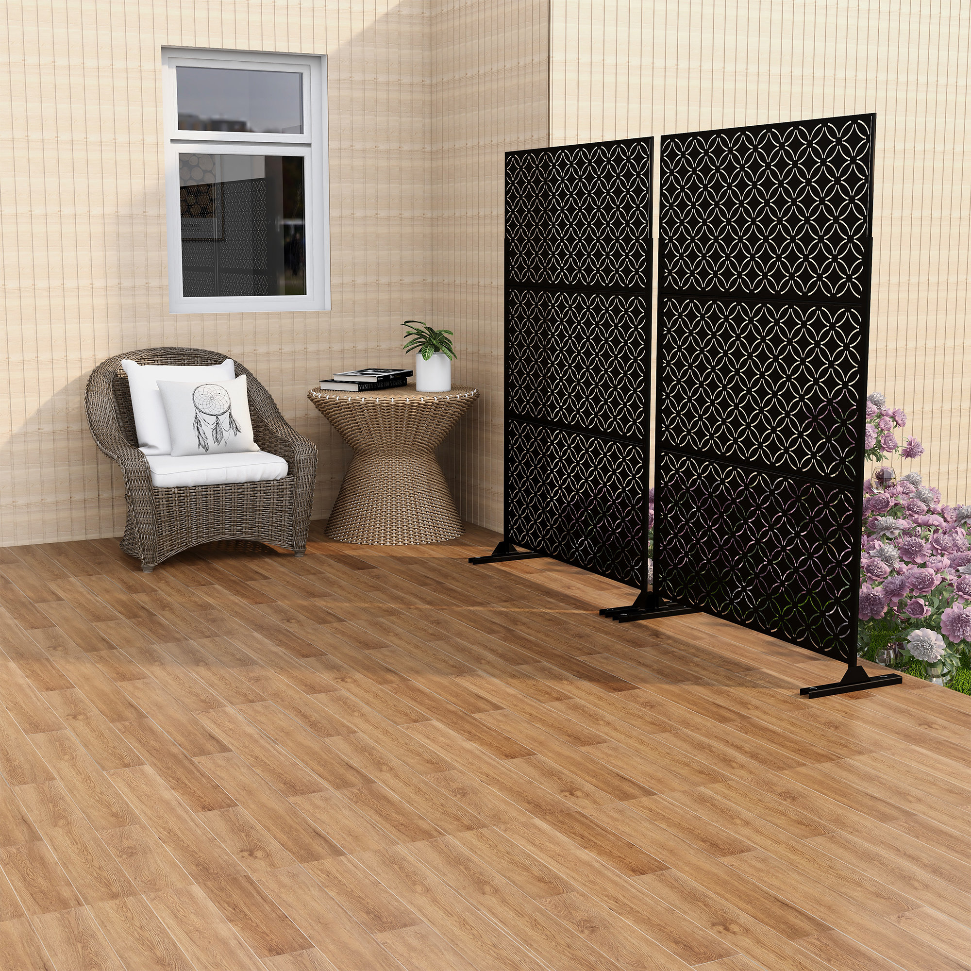 KIAYACI 6 ft. x 4 ft. Metal Privacy Screen Outdoor Privacy Panel | Wayfair