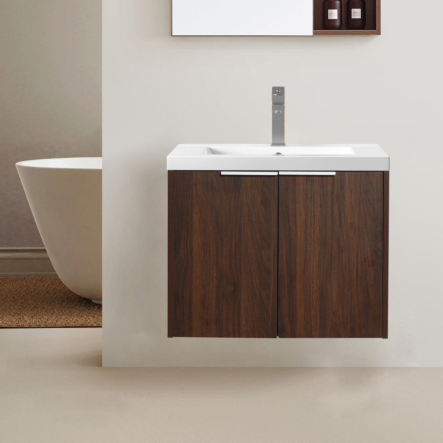 Ebern Designs Aureo 24'' Wall Mounted Single Bathroom Vanity with ...