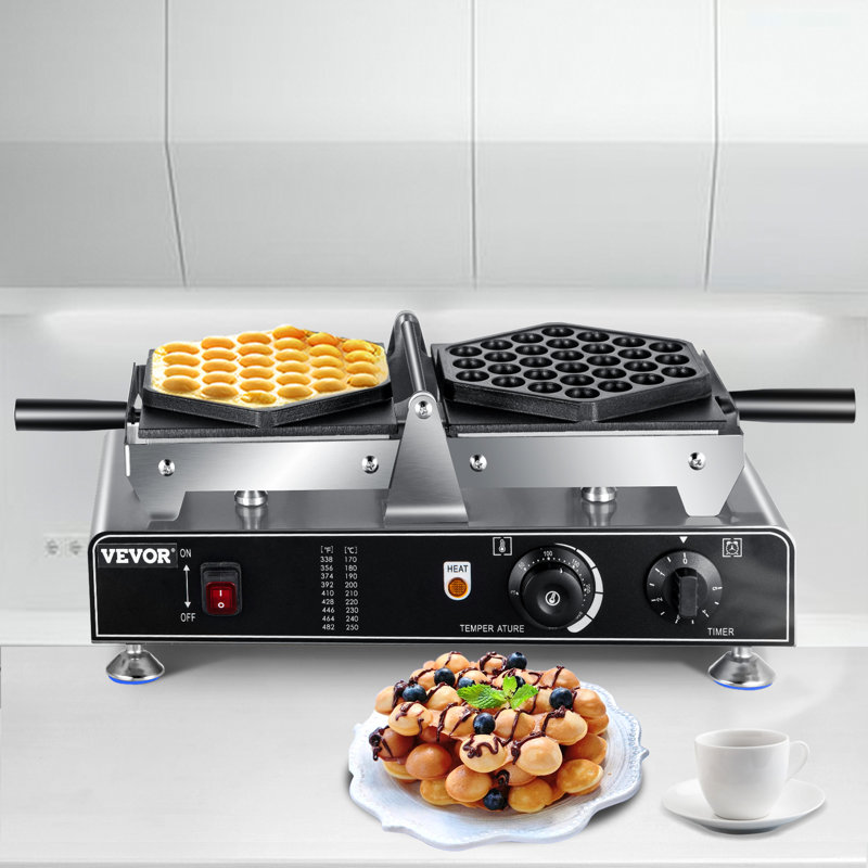 VEVOR Bubble Waffle Maker, 110V Electric Egg Waffle Maker, 1500W Hong ...