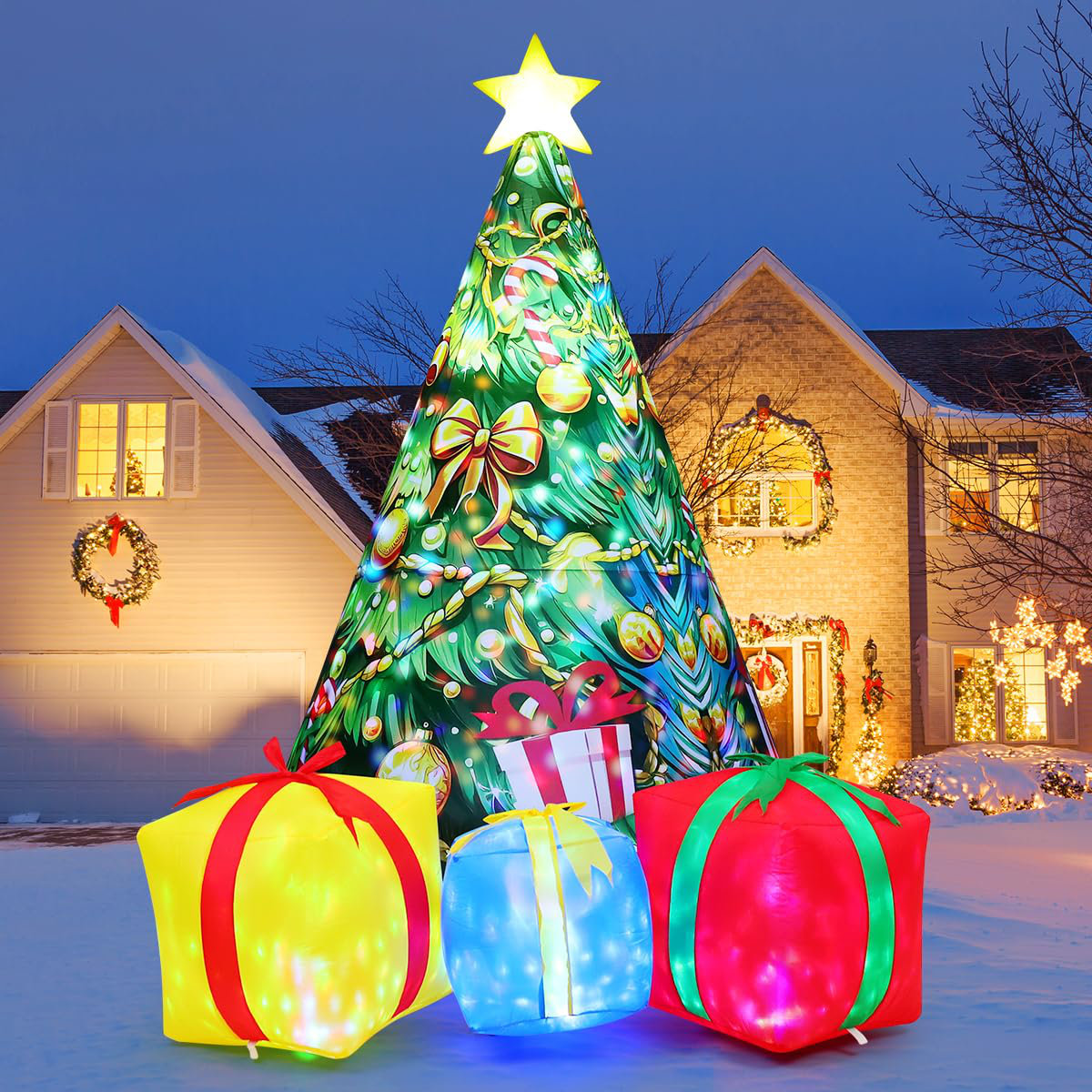 GOOSH Christmas Inflatables 11.8 FT Christmas Tree Inflatable Blow Up ...