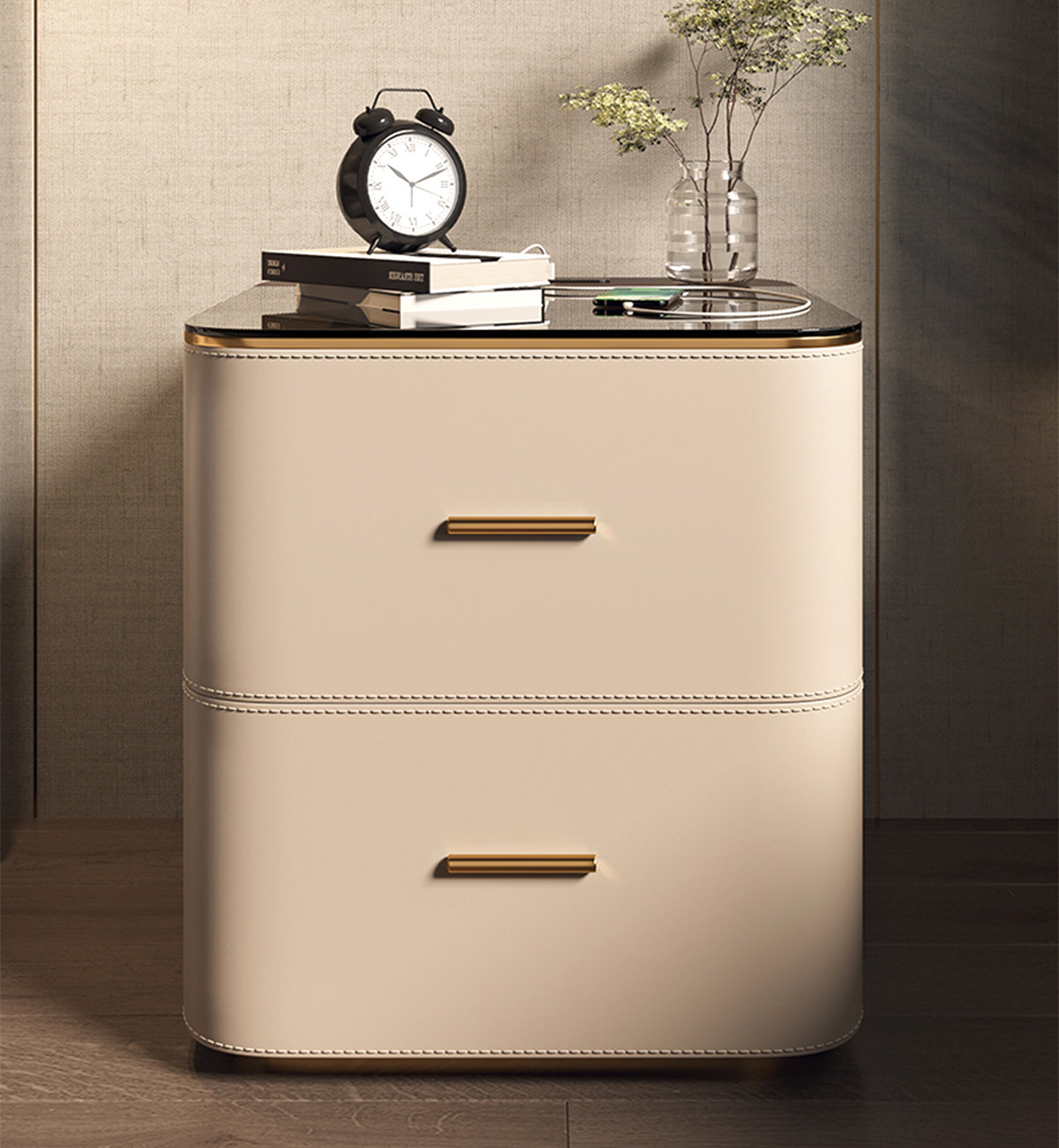 STONE DRAGON TILE ARTS LLC Modern Simple Solid Wood Leather Glass Face ...