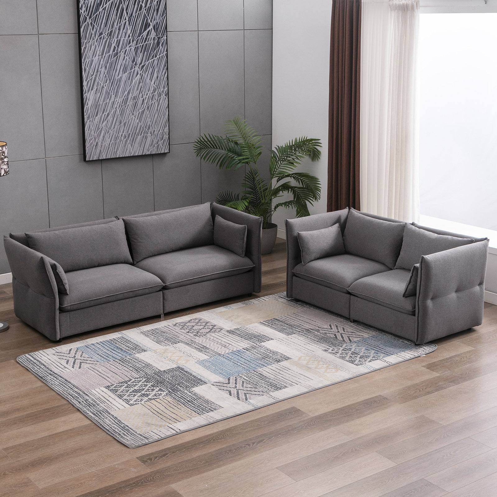 Balus Living Room Sofa Set, Couch Sets With Pillows, Upholstered Sofa ...