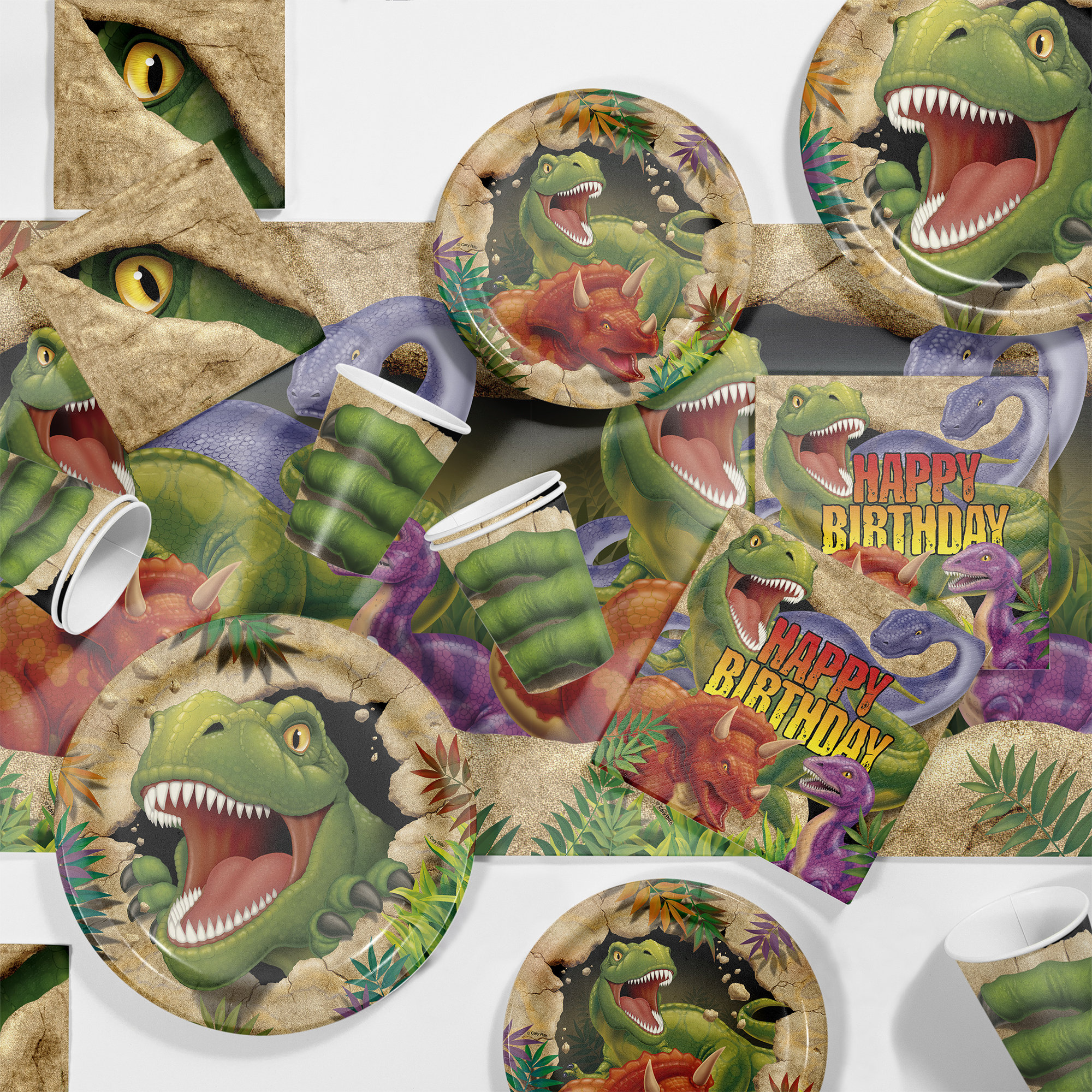 Creative Converting Dinosaur Birthday Party Supplies Kit, Serves 8 ...