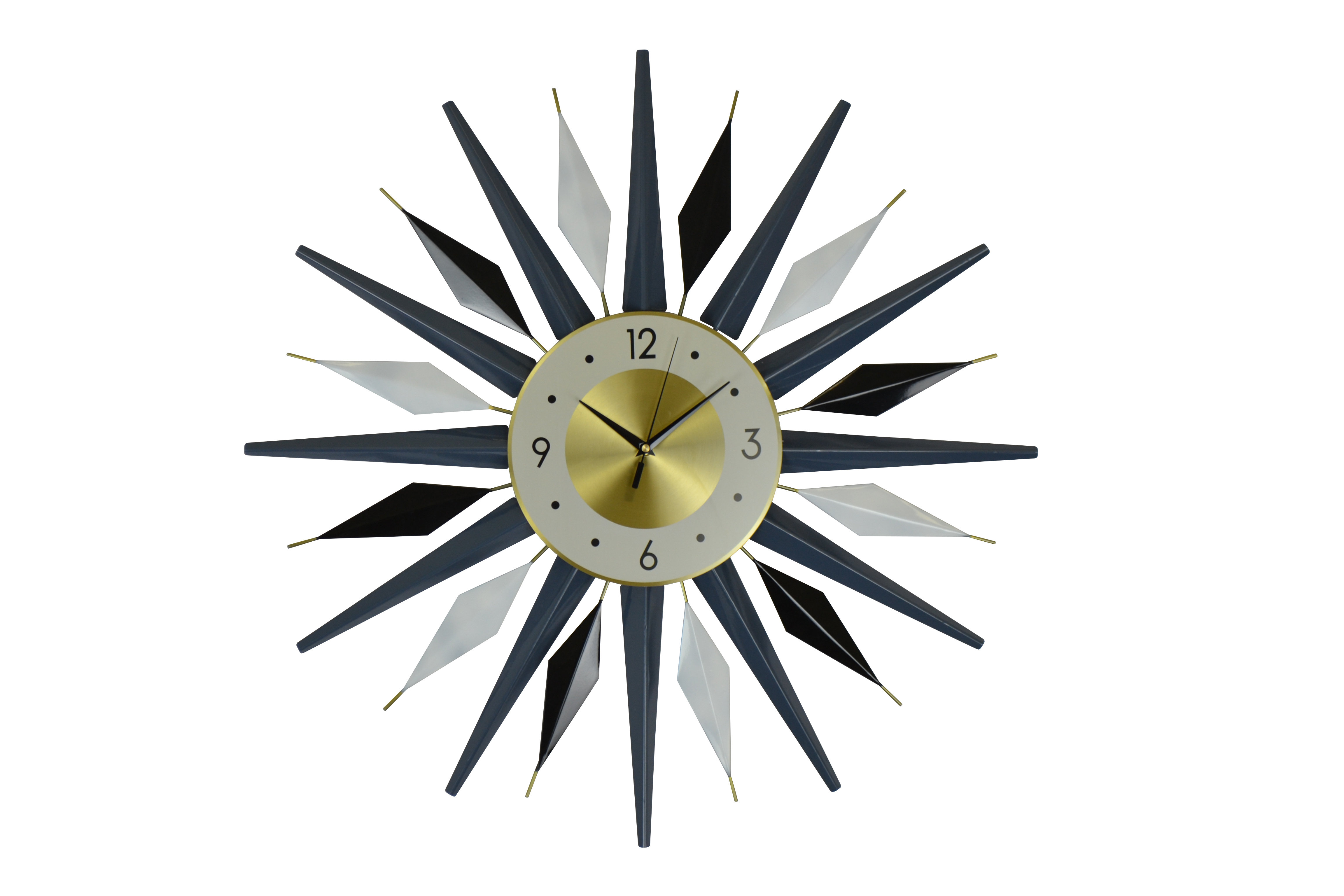 Three Star Im/Ex Inc. Oversized Sunburst Style Metal Wall Clock with ...