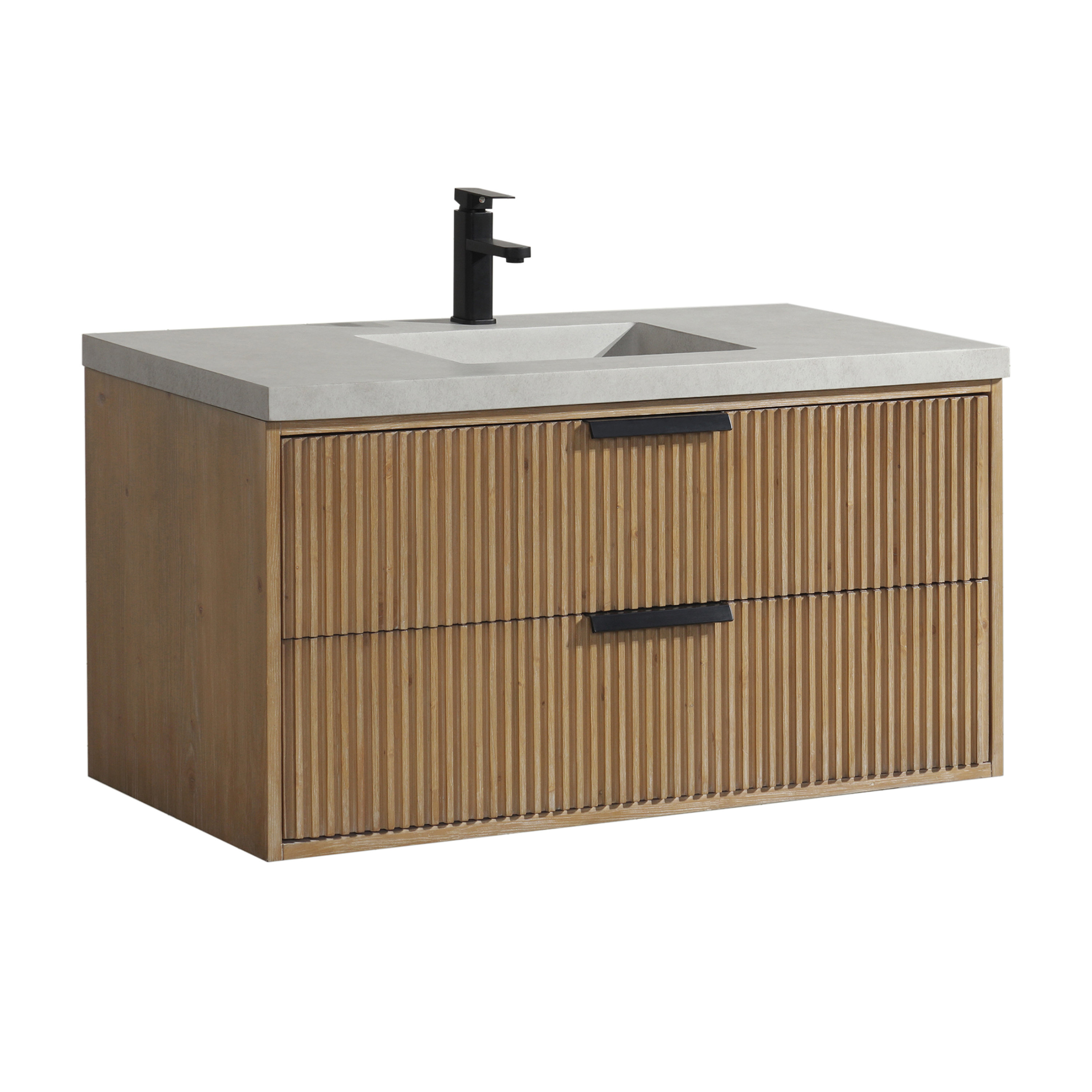 MEDUNJESS 42'' Bathroom Vanity With Sink, Wall Mounted Floating Pre ...