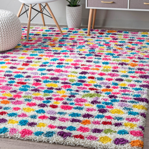 Harriet Bee Mira Dotted Striped Shag Multi Colored Area Rug & Reviews ...